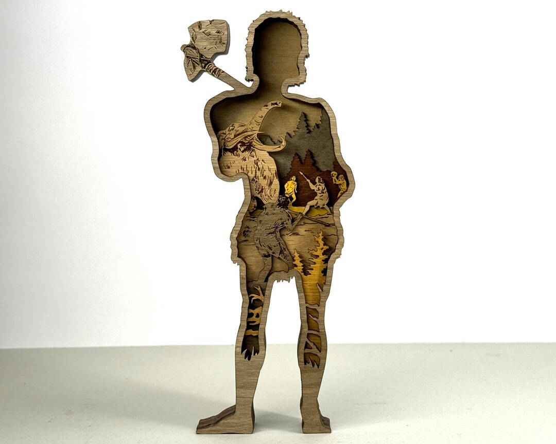 Caveman SVG, Laser Cut Files - 8 Layer Art Piece for Glowforge - Multi ...