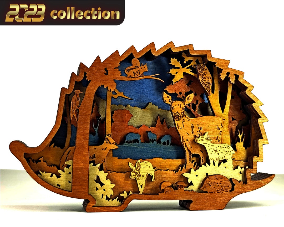 Hedgehog Multilayer SVG, Laser Cut File, 3D Layer 8 Layer Art Piece for ...
