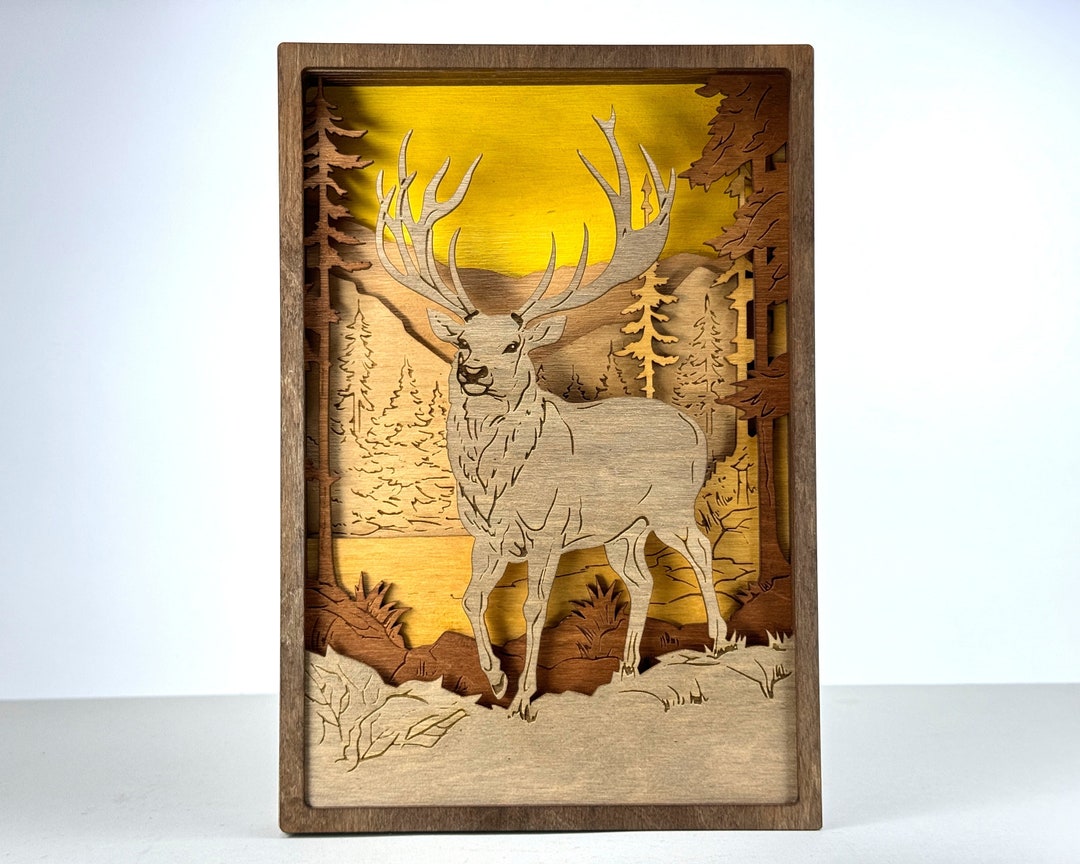 Deer SVG, Laser Cut File 8 Layer Art Piece for Glowforge Multi-layer ...