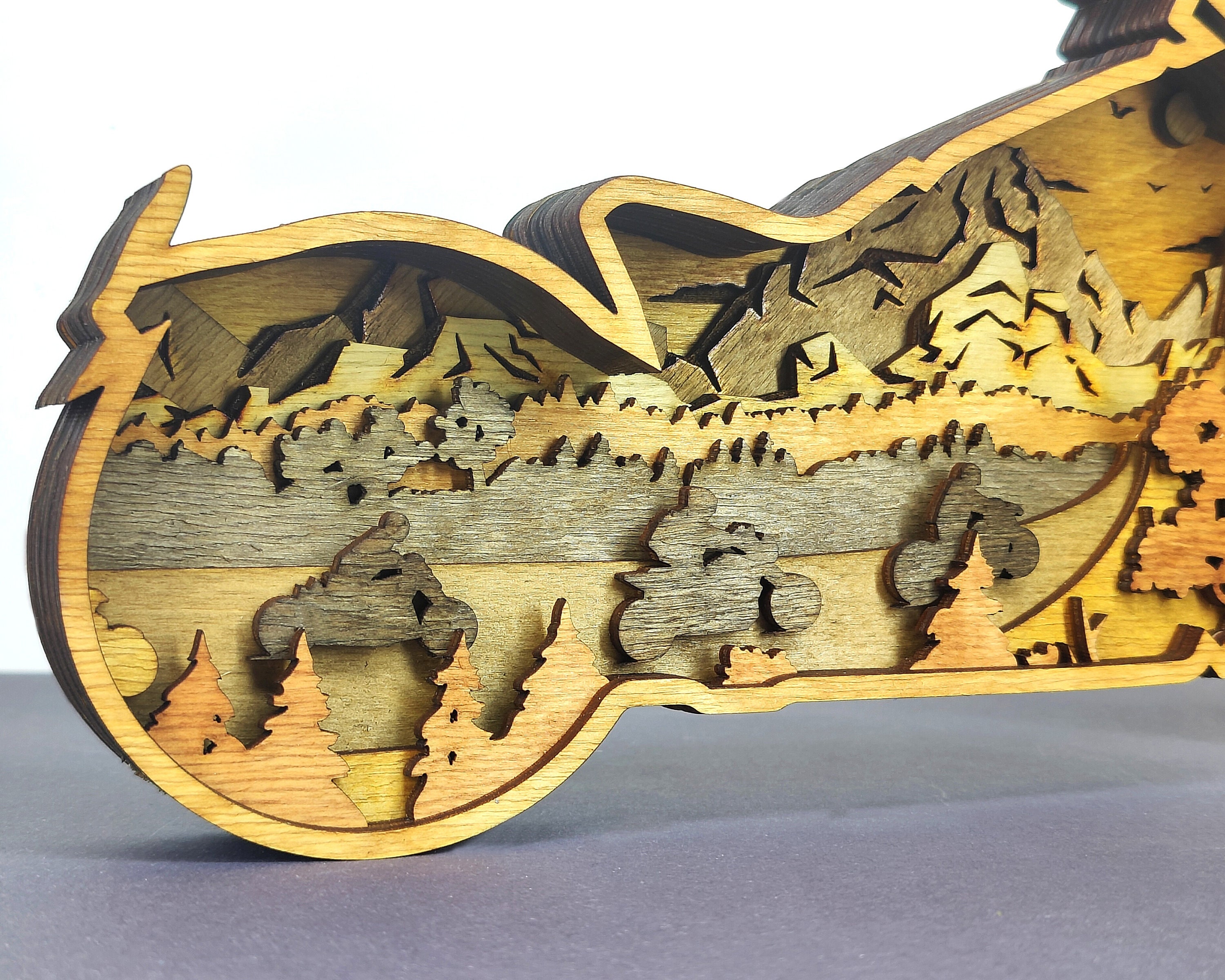 Layered Motorcycle Biker Scene Laser Cut Files 9 Layer Art - Etsy Canada