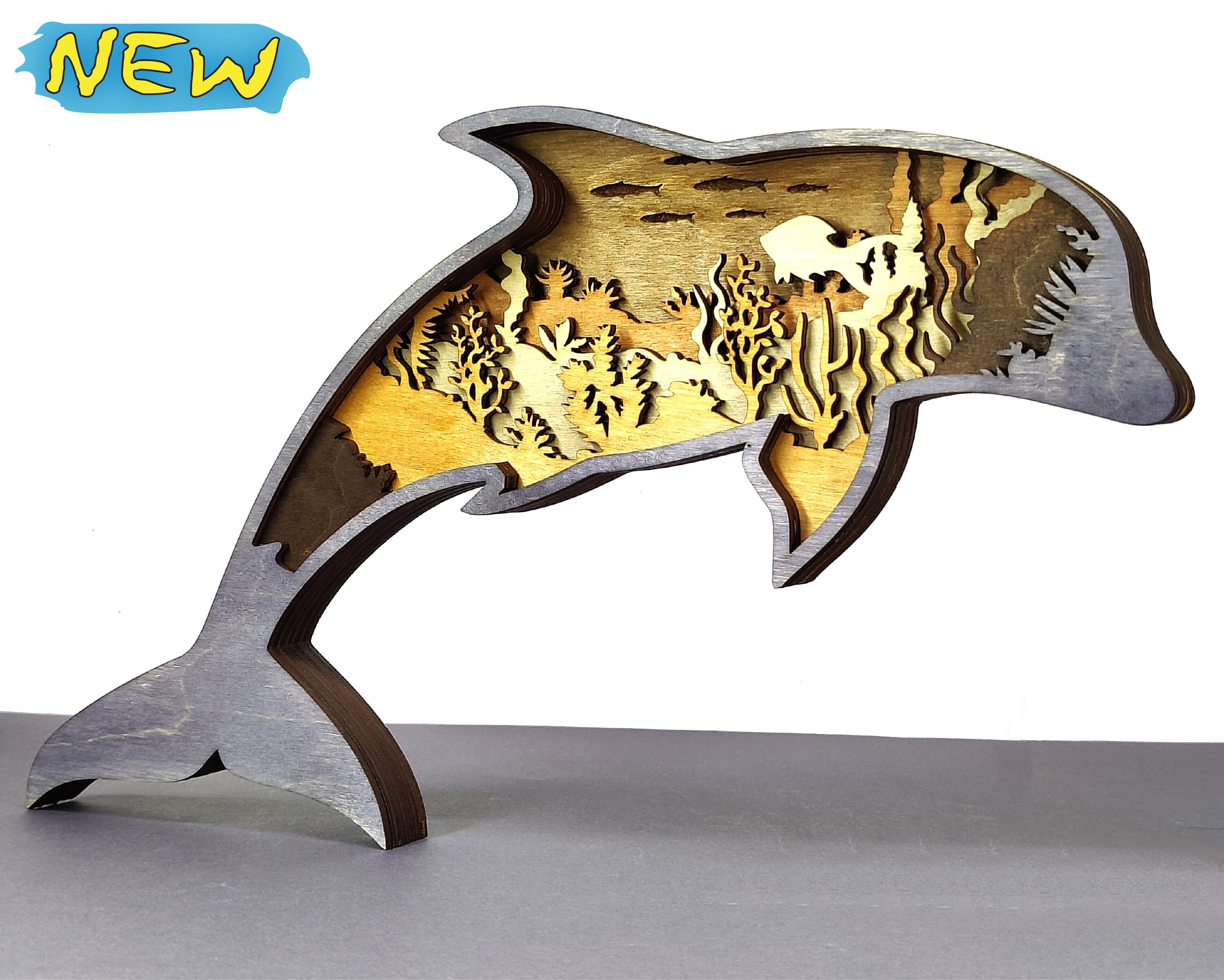 Dolphin SVG Laser Cut Files 5 Layer Art Piece for Glowforge - Etsy UK