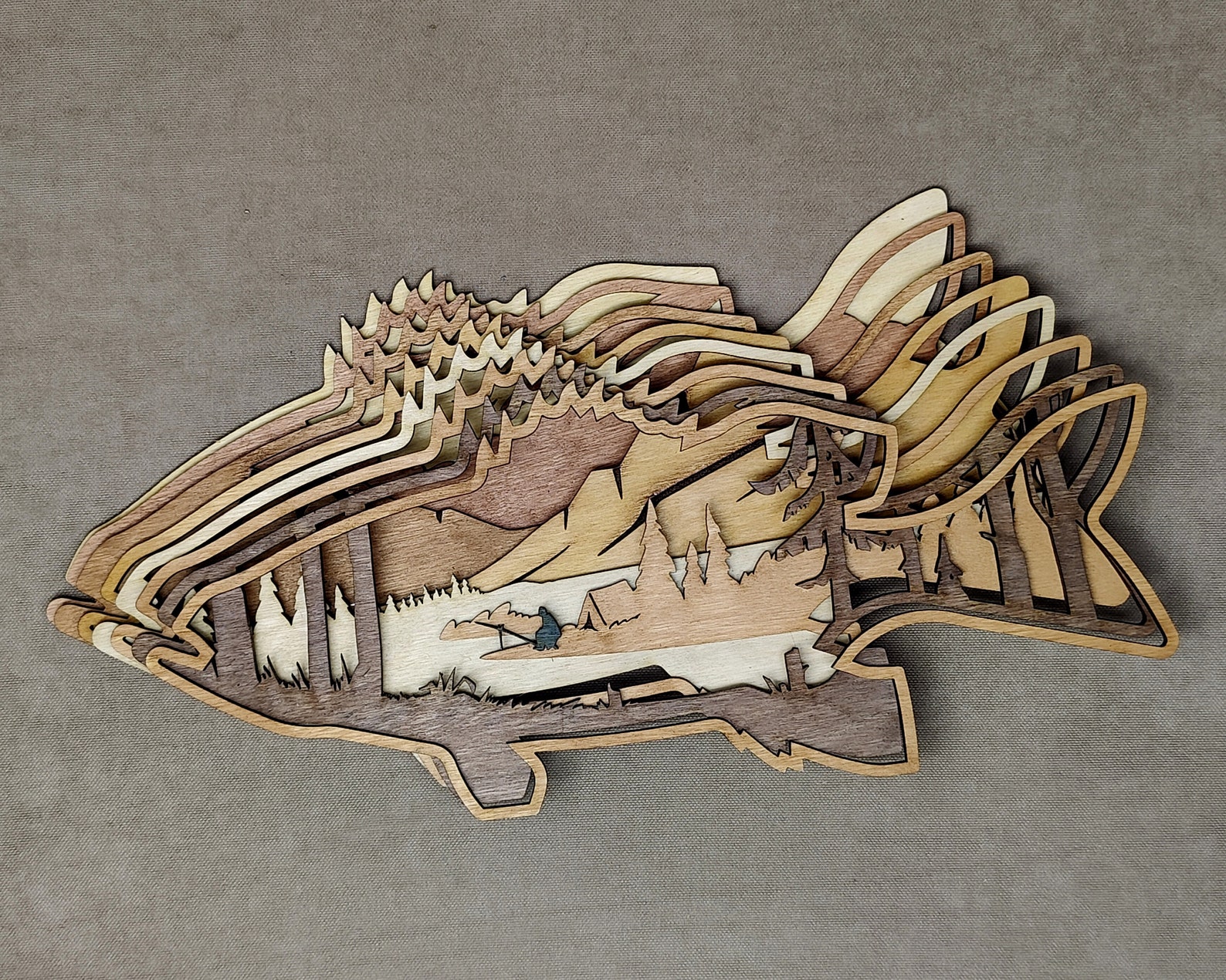 Fish SVG Bass Laser Cut Files 8 Layer Art Piece for - Etsy