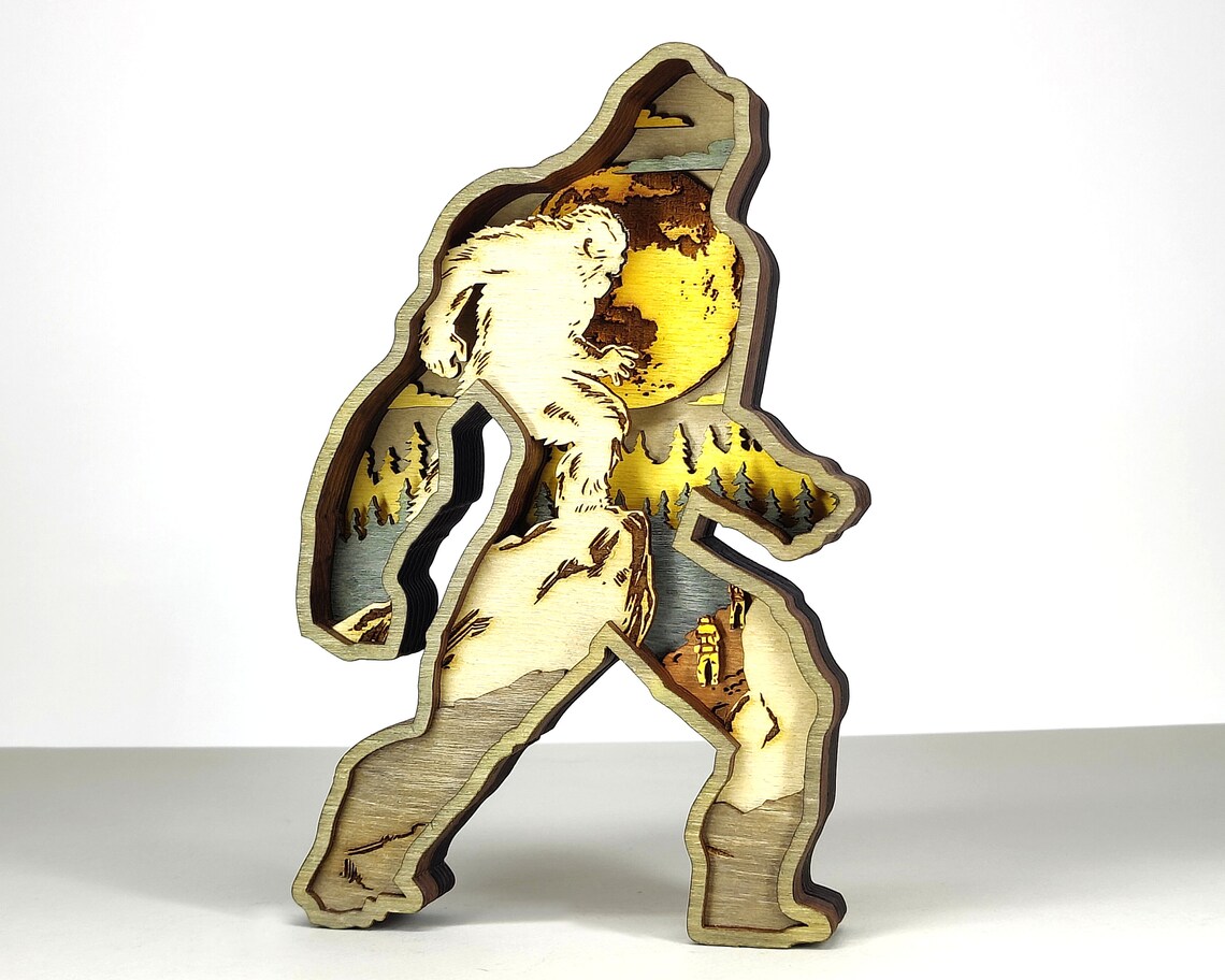 Bigfoot VS Godzilla Laser Cut Files Art Piece for Glowforge - Etsy