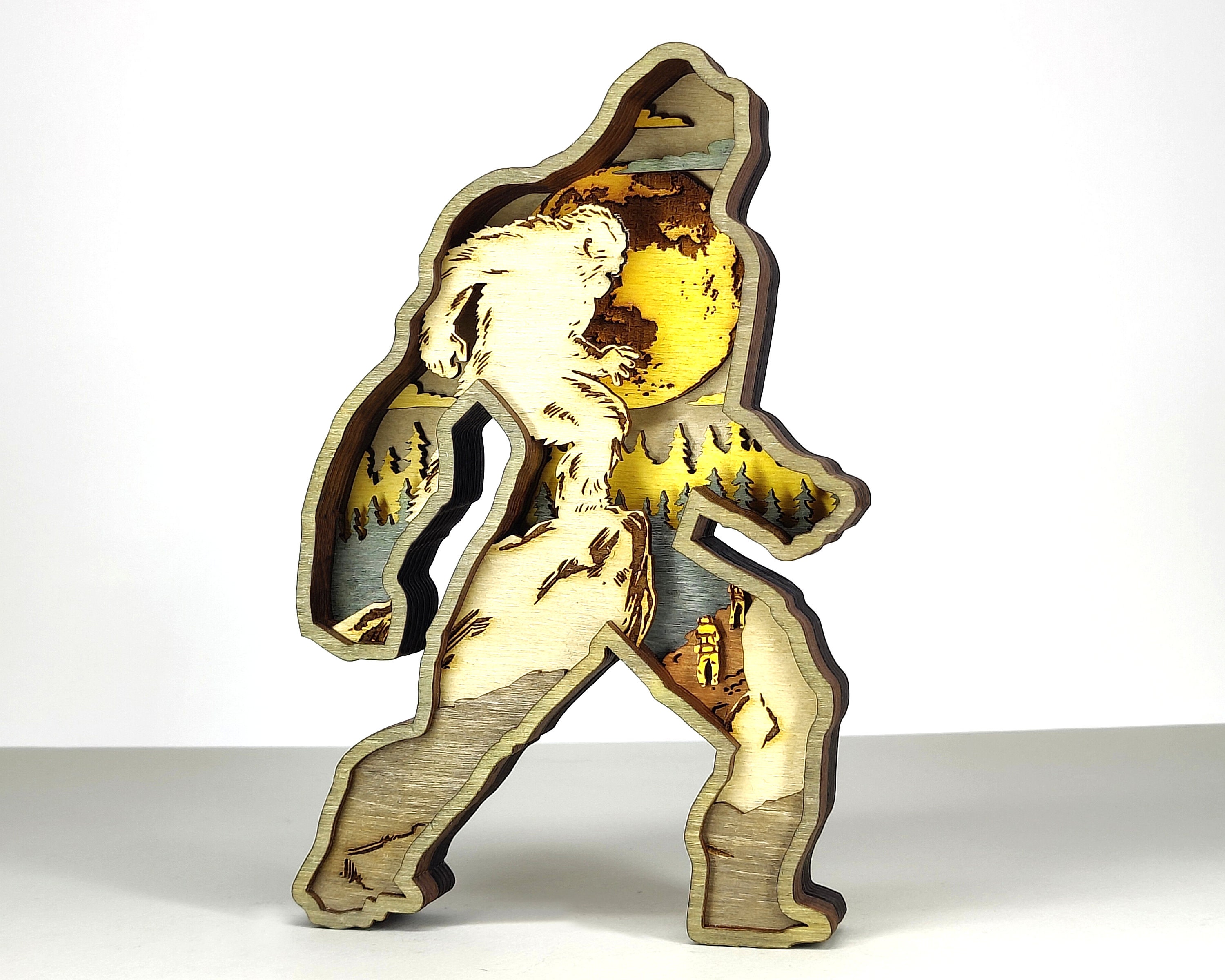 Bigfoot VS Godzilla Laser Cut Files Art Piece for Glowforge - Etsy