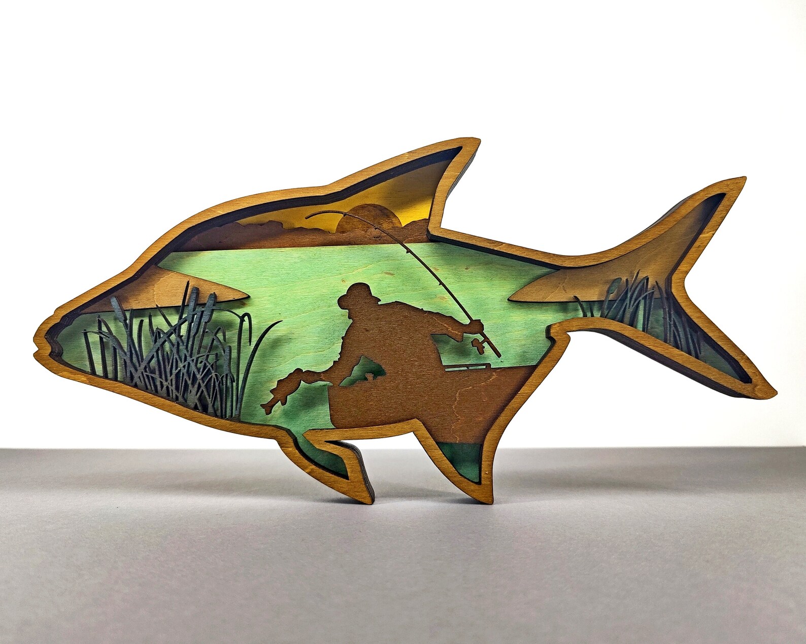 Fishing Svg Fish Layered Laser Cut Files 6 Layer Art - Etsy Canada