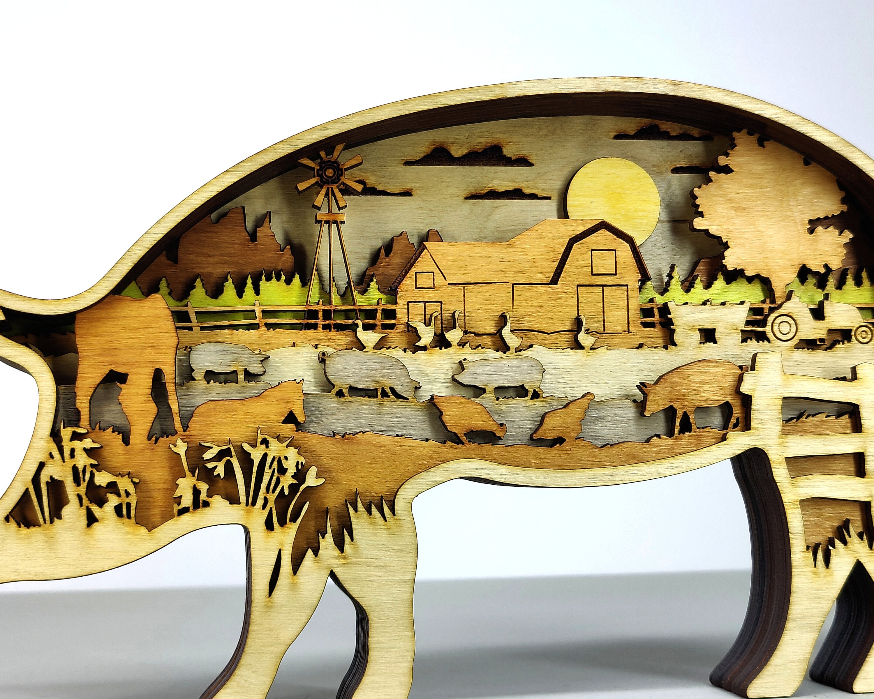 Pig SVG Laser Cut Files 9 Layer Art Piece for Glowforge - Etsy UK