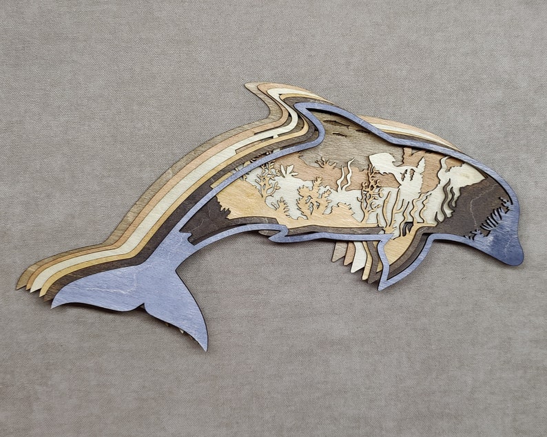 Dolphin SVG Laser Cut Files 5 Layer Art Piece for Glowforge - Etsy UK
