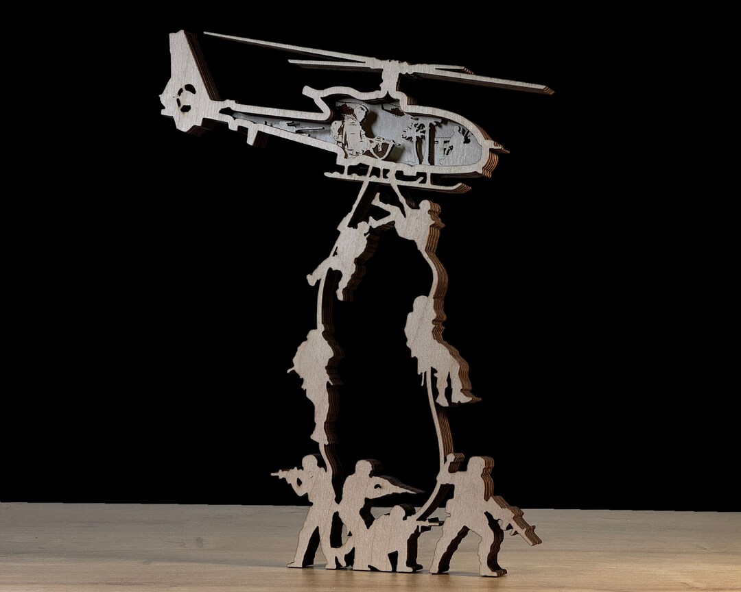 Helicopter SVG, Soldiers DVG, Laser Cut Files, 6 Layer Art Piece for ...