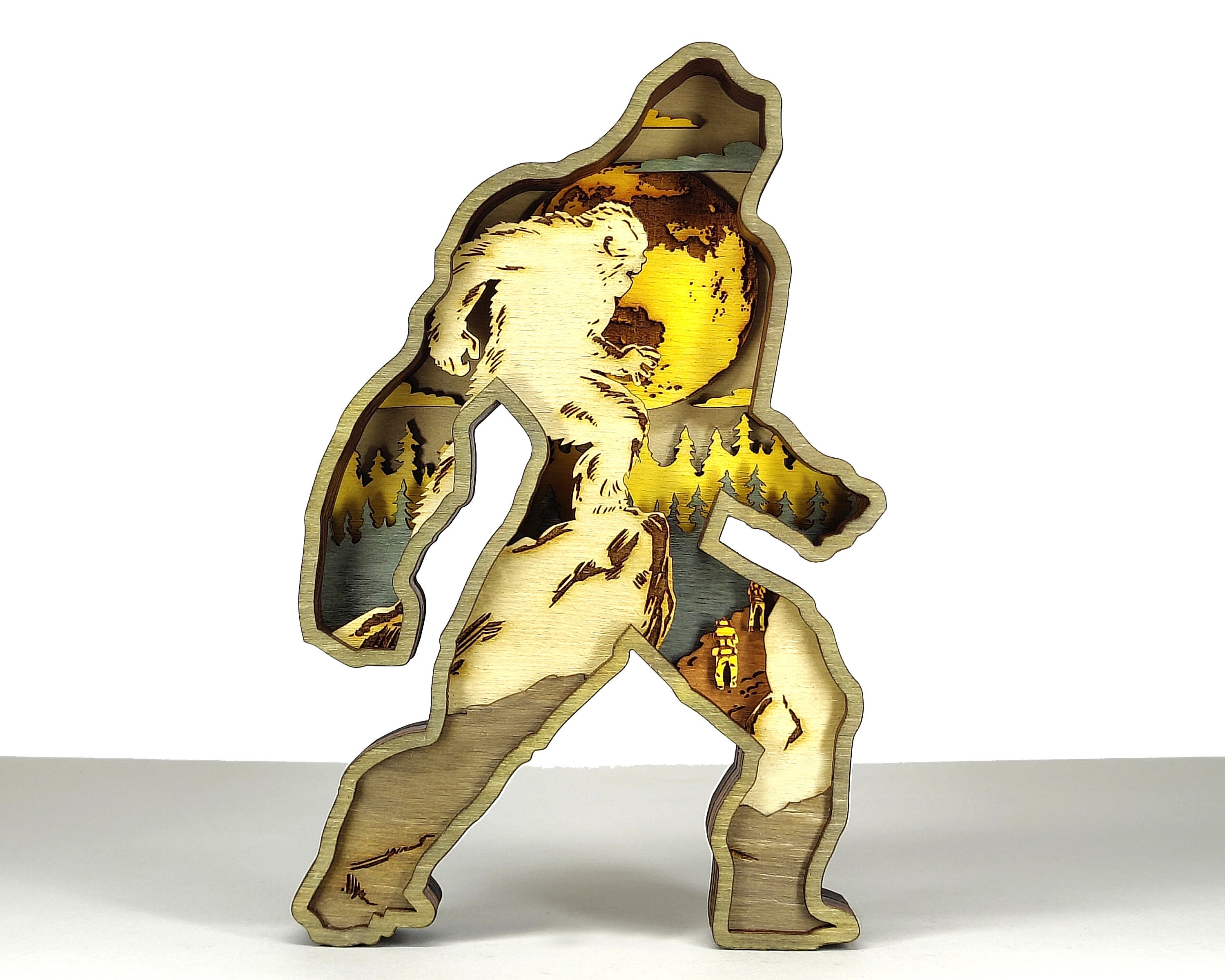 Bigfoot VS Godzilla Laser Cut Files Art Piece for Glowforge - Etsy