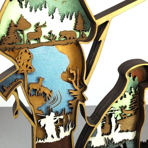 Digital Svg File Glowforge Laser Cut Multi Layer Bear Hunting Etsy Canada