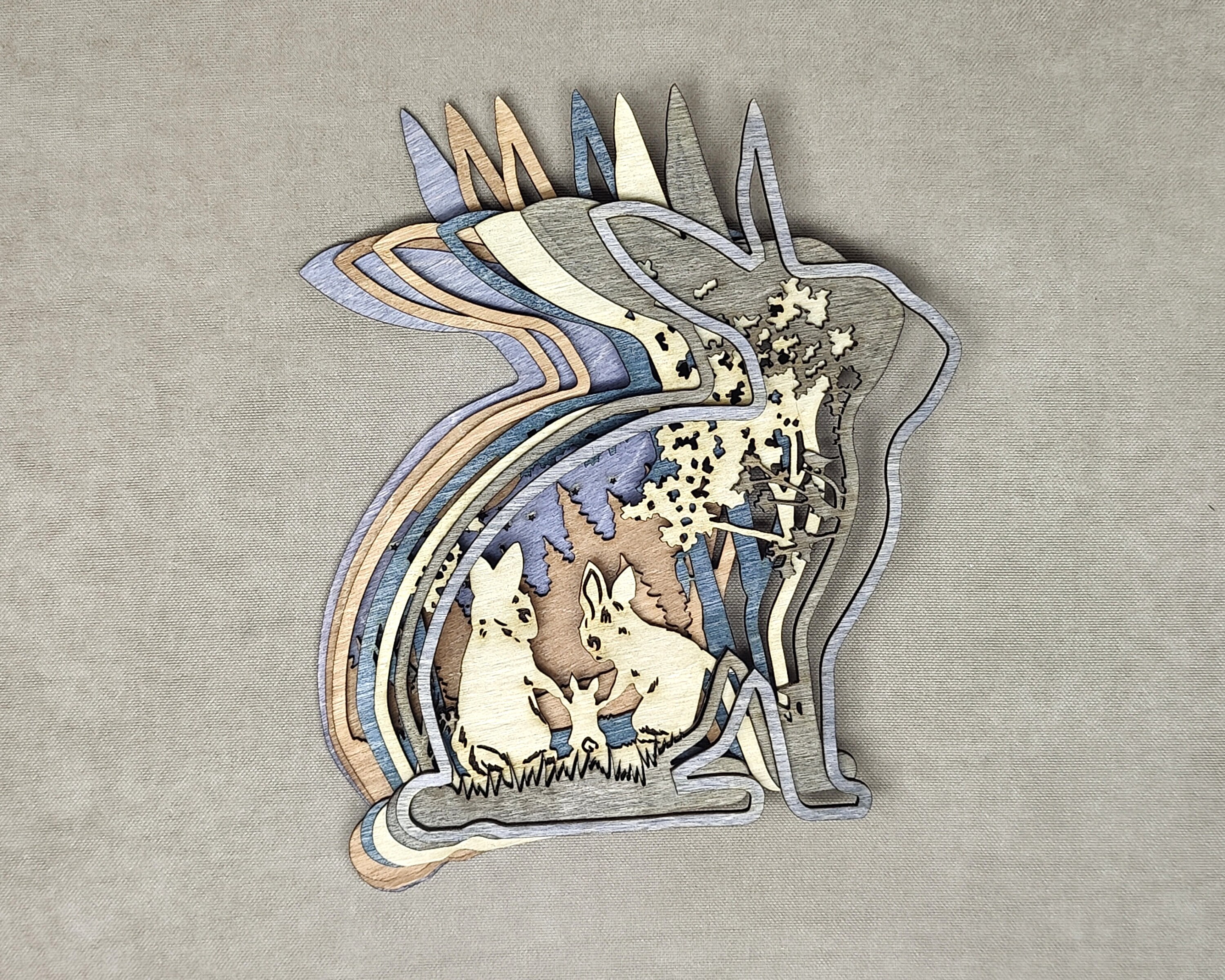 Rabbit SVG Laser Cut Files 7 Layer Art Piece for Glowforge - Etsy