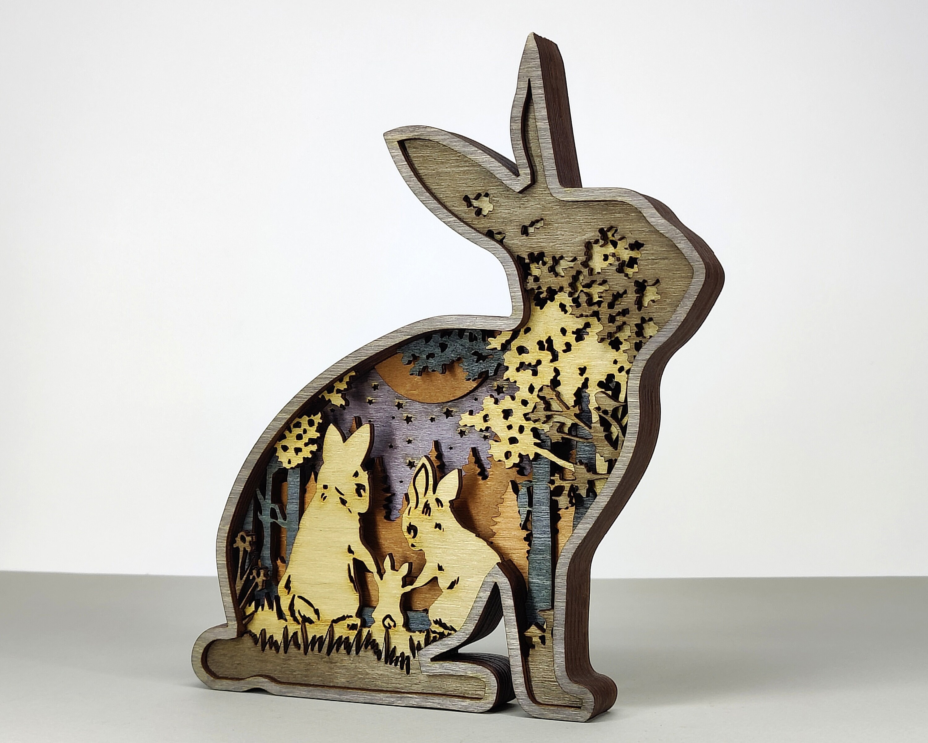 Rabbit SVG Laser Cut Files 7 Layer Art Piece for Glowforge - Etsy