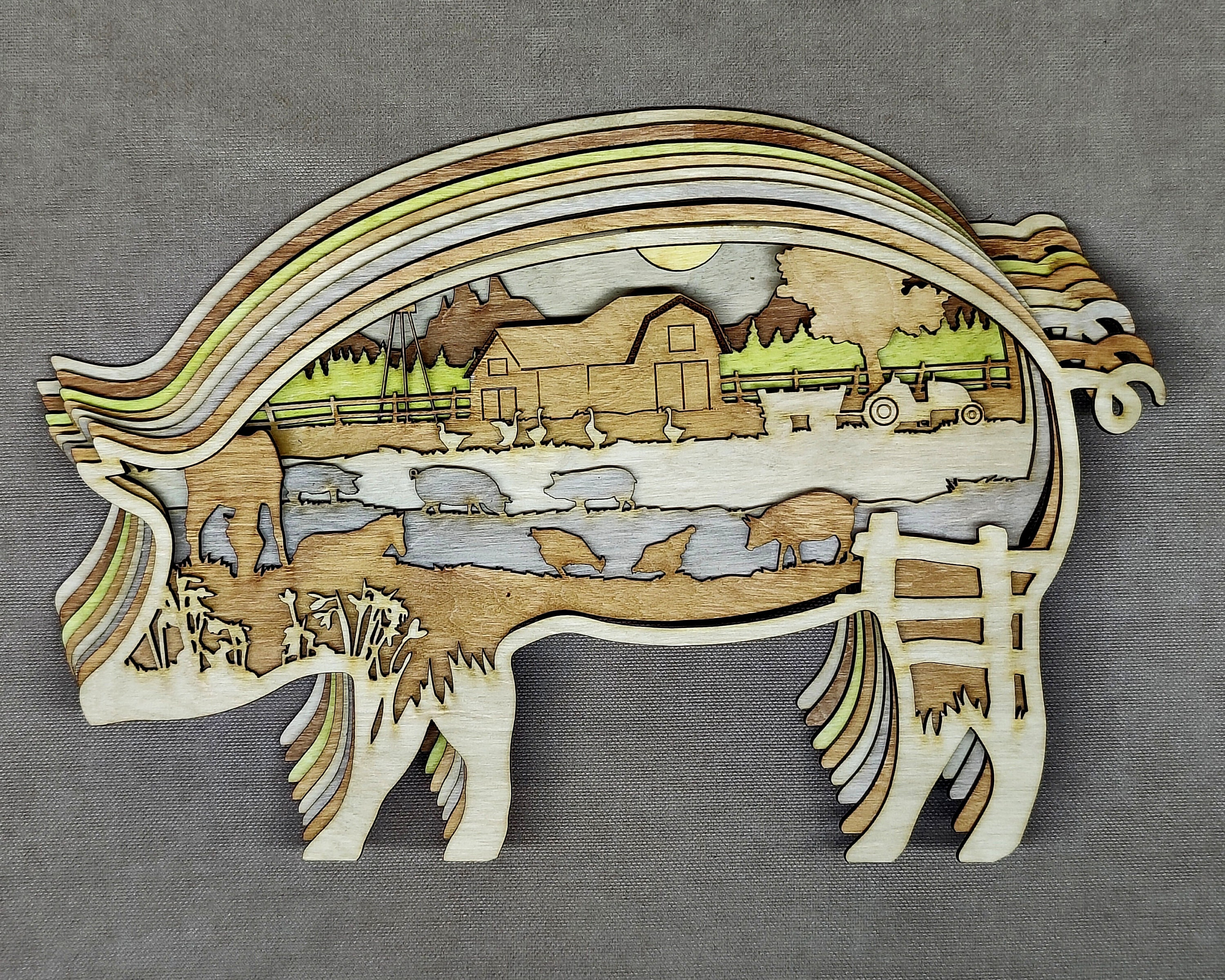 Pig SVG Laser Cut Files 9 Layer Art Piece for Glowforge - Etsy UK