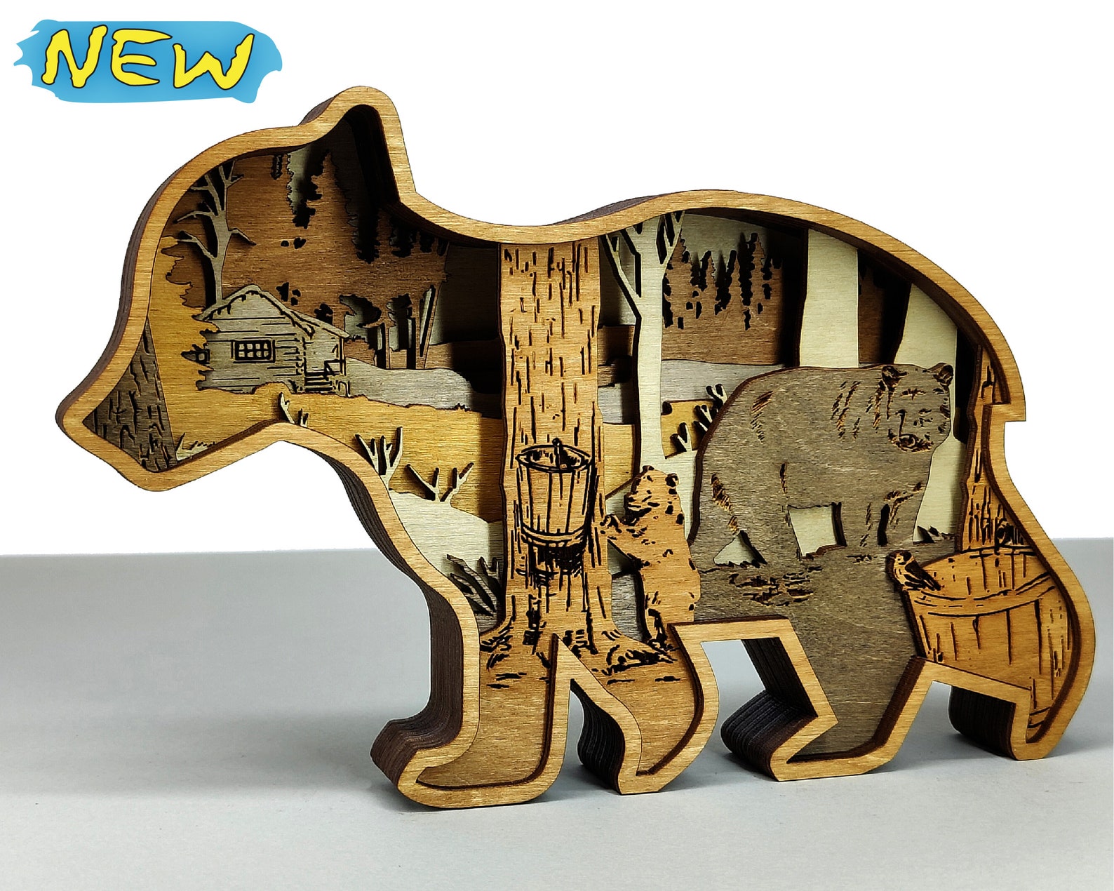 Bear Cub SVG Baby Bear Laser Cut Files 9 Layer Art Piece - Etsy UK