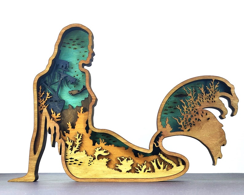 Mermaid SVG Laser Cut Files 6 Layer Art Piece for Glowforge - Etsy UK