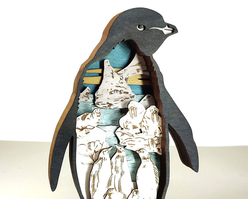 Penguin SVG Laser Cut Files 9 Layer Art Piece for - Etsy Australia