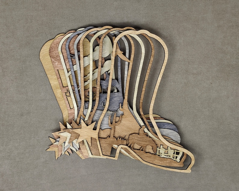 Cowboy Boots SVG Laser Cut Files 9 Layer Art Piece for - Etsy UK