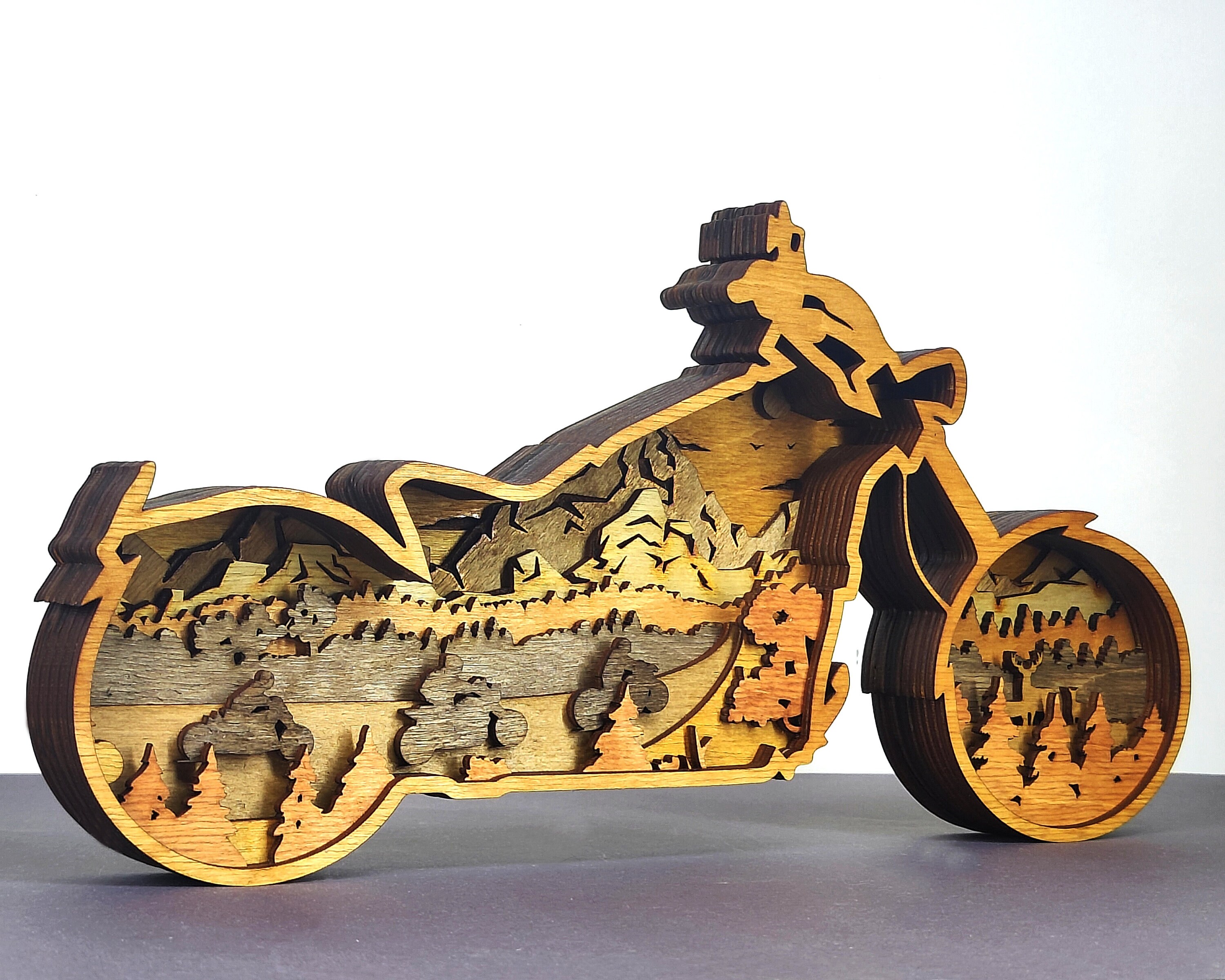 Layered Motorcycle Biker Scene Laser Cut Files 9 Layer Art - Etsy Canada