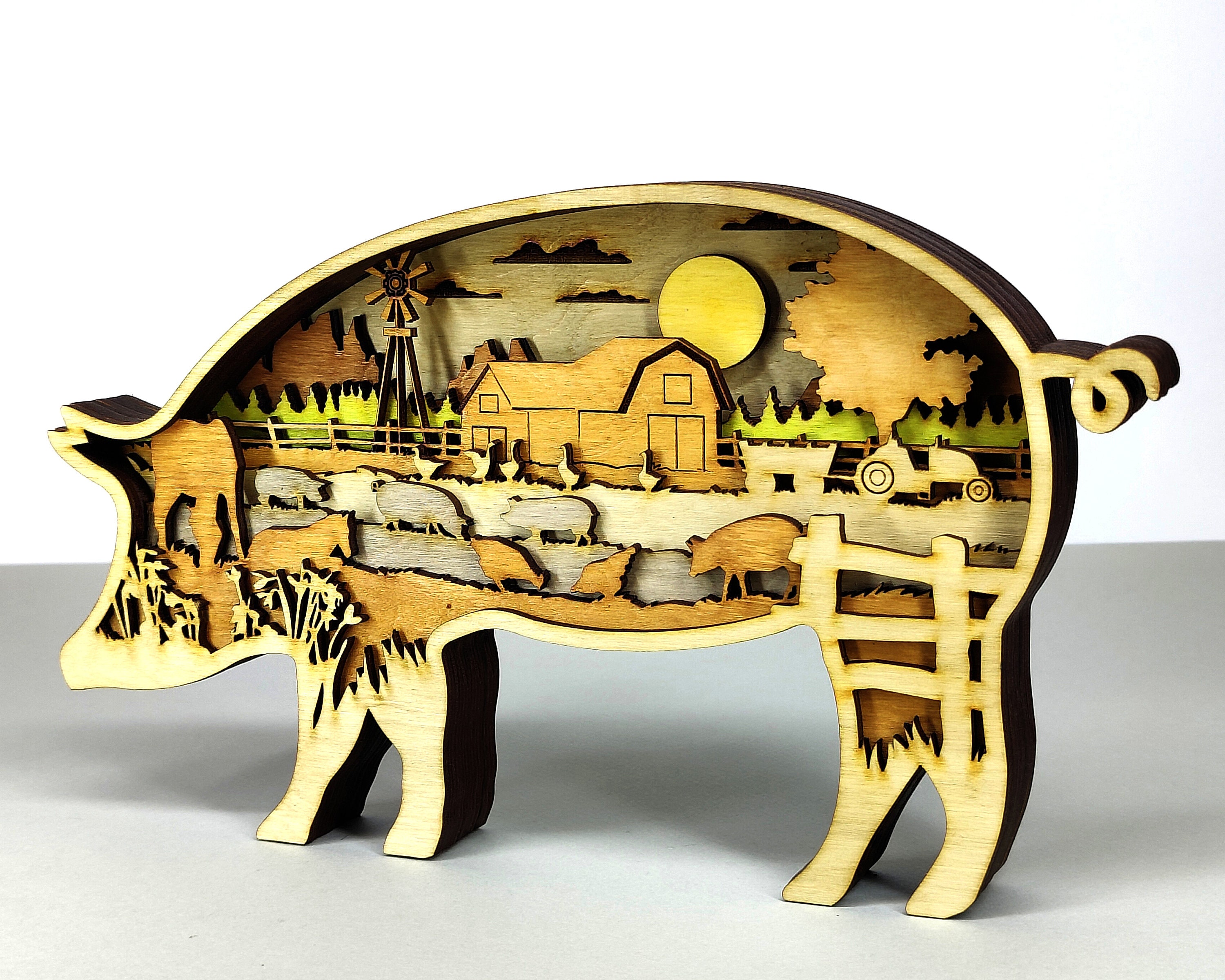 Pig SVG Laser Cut Files 9 Layer Art Piece for Glowforge - Etsy UK