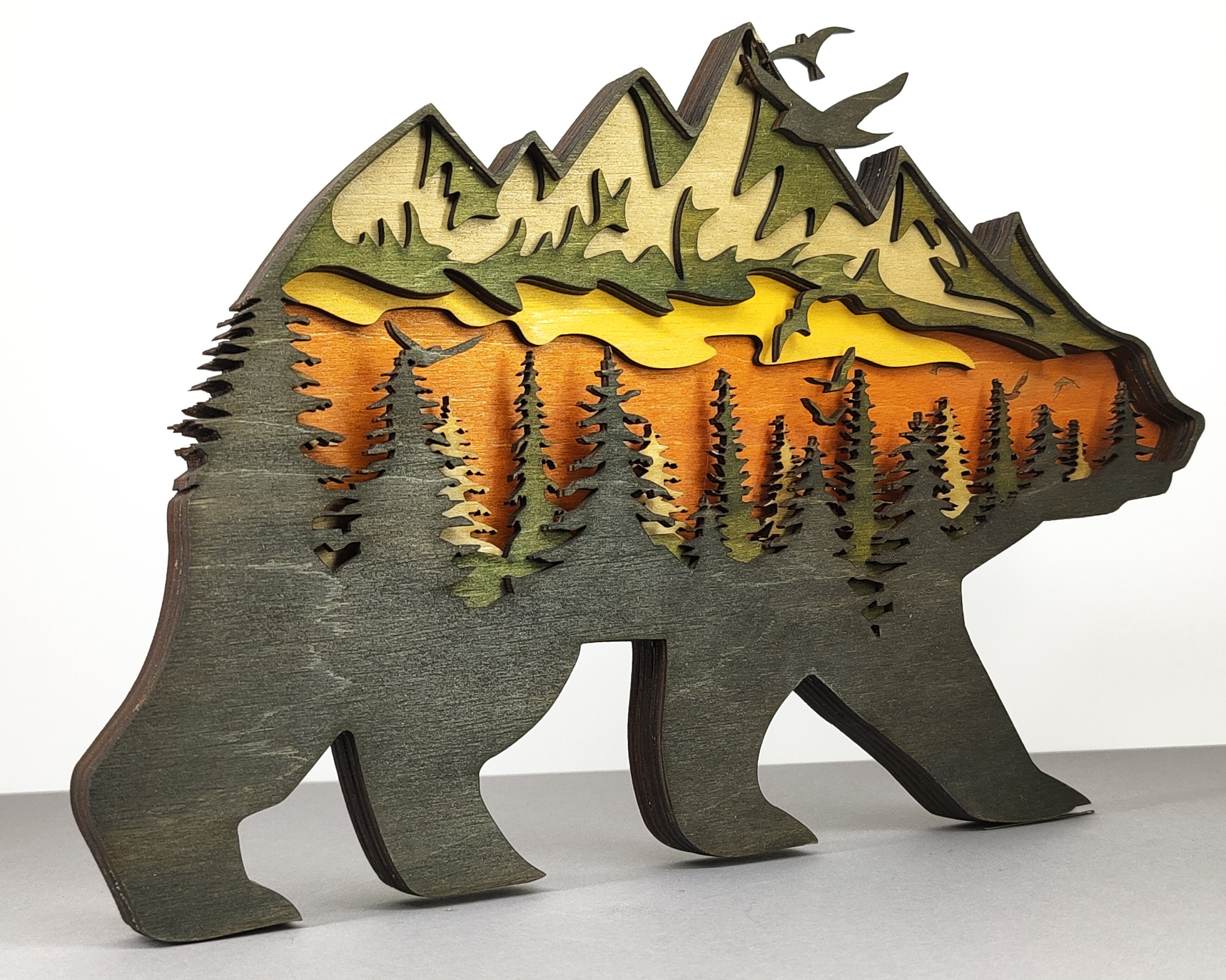 Multi-layer Bear Laser Cut Fles 5 Layer Art Piece for - Etsy Multi-layer Bear Laser Cut Fles 5 Layer Art Piece for - Etsy