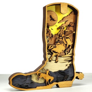 Cowboy Boots SVG, Rodeo Svg, Bull Rider, Laser Cut Files 7 Layer Art ...