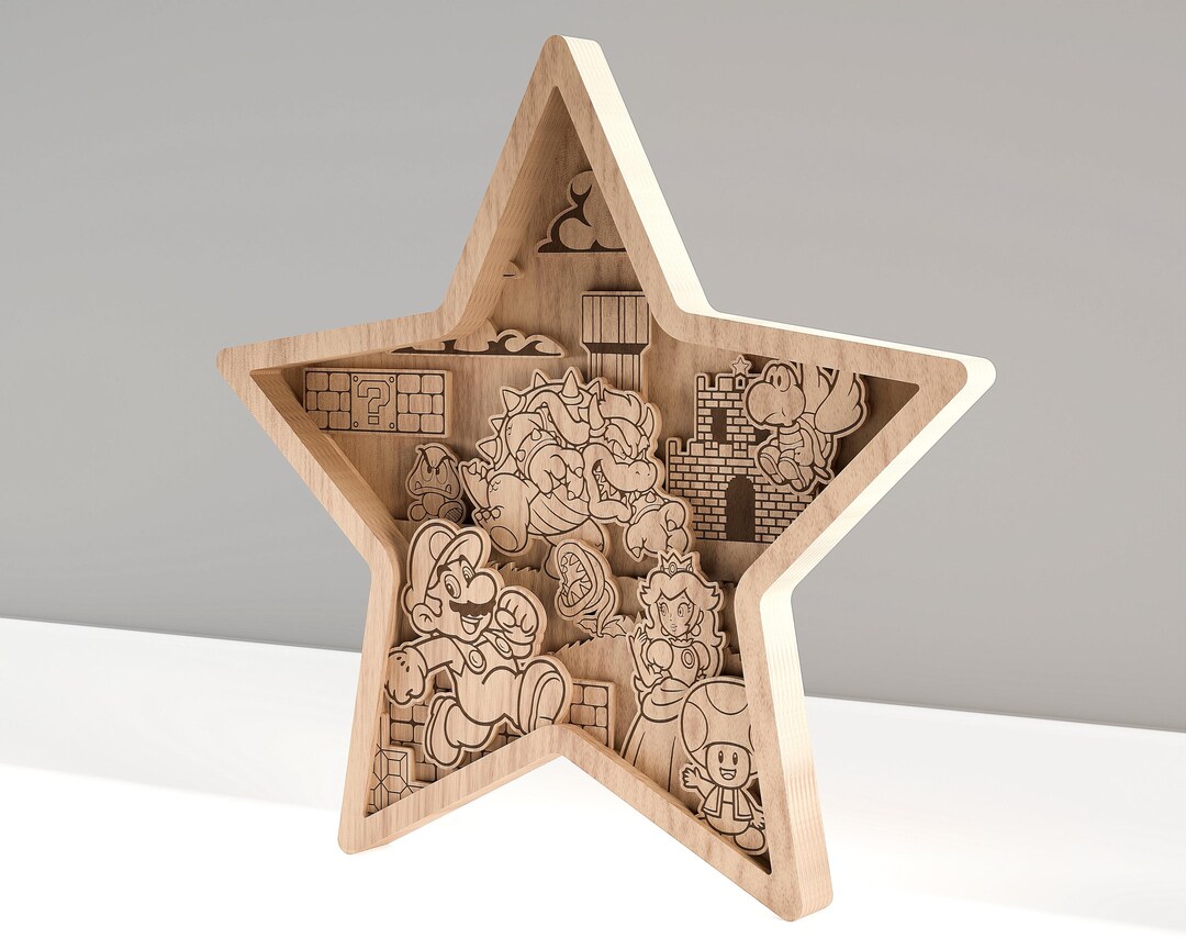 Mario SVG, Video Game Super Mario Bros, Laser Cut Files - 7 Layer Art ...