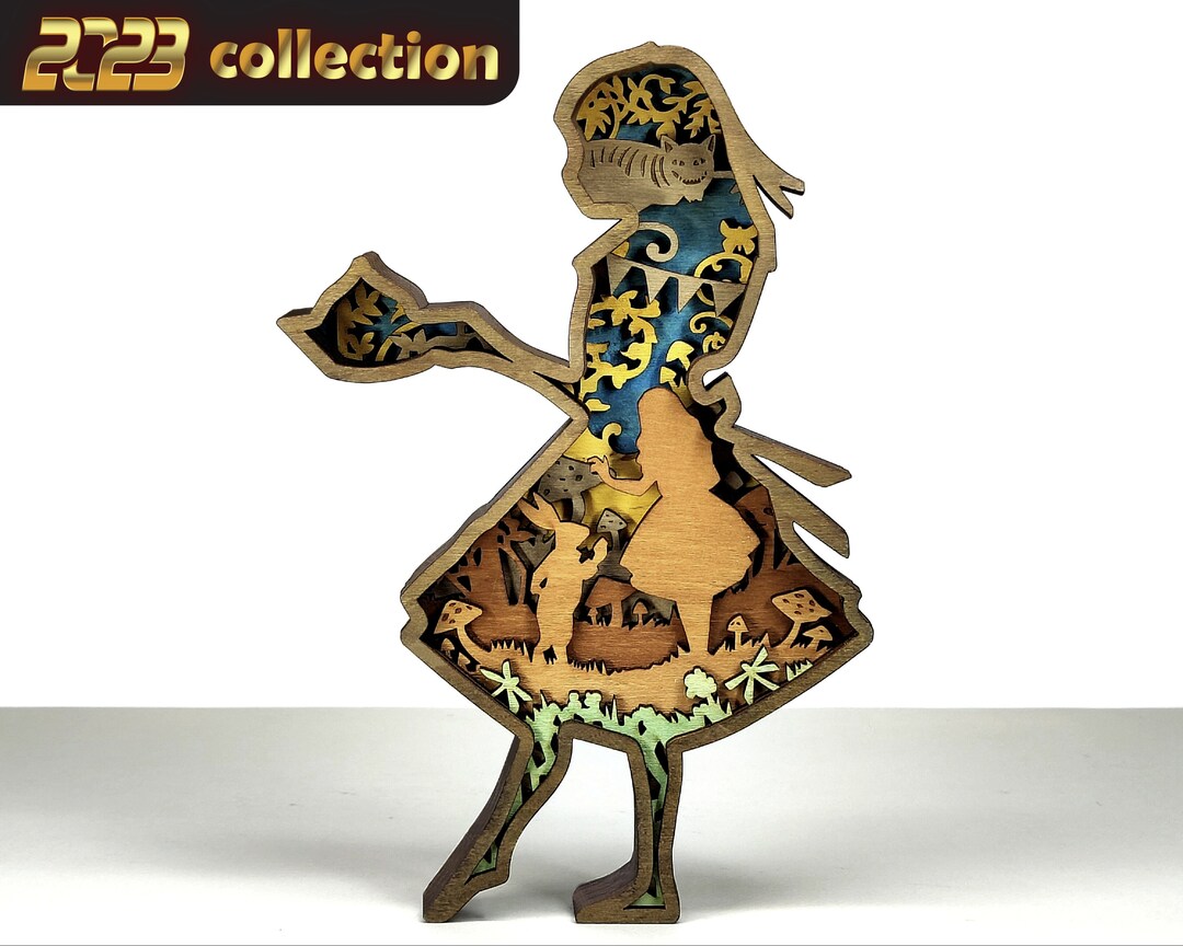 Alice in Wonderland SVG, Laser Cut File 7 Layer Art Piece for Glowforge ...