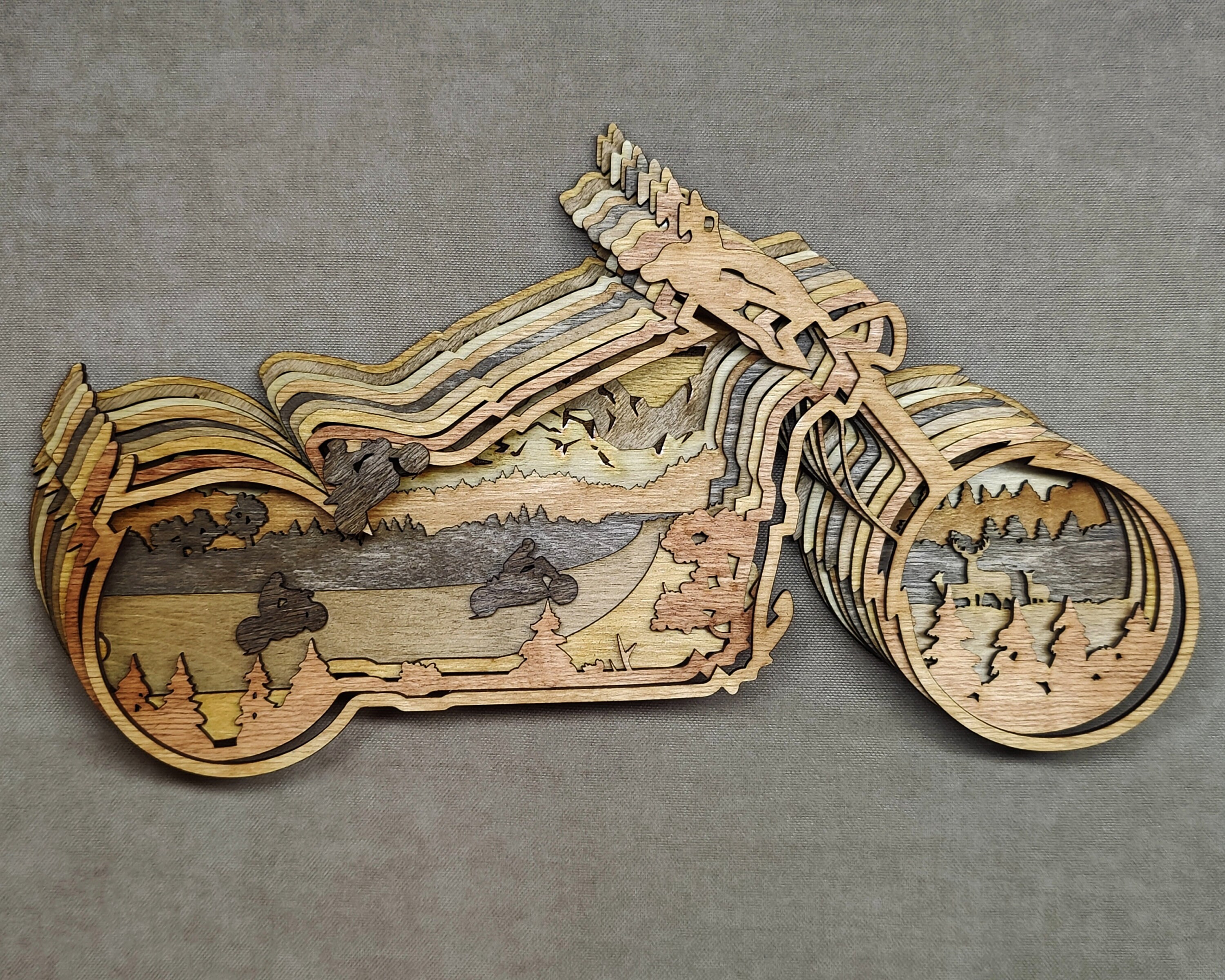 Layered Motorcycle Biker Scene Laser Cut Files 9 Layer Art - Etsy UK