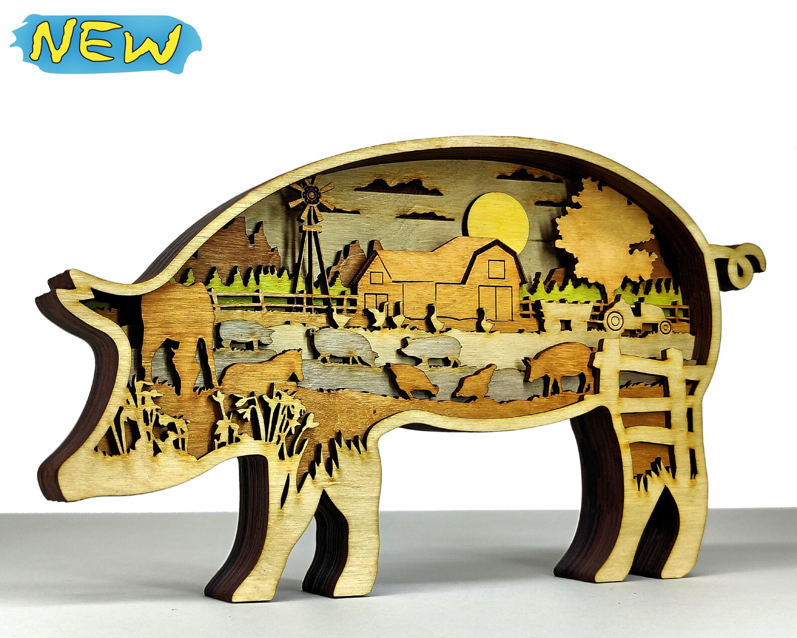 Pig SVG Laser Cut Files 9 Layer Art Piece for Glowforge - Etsy UK