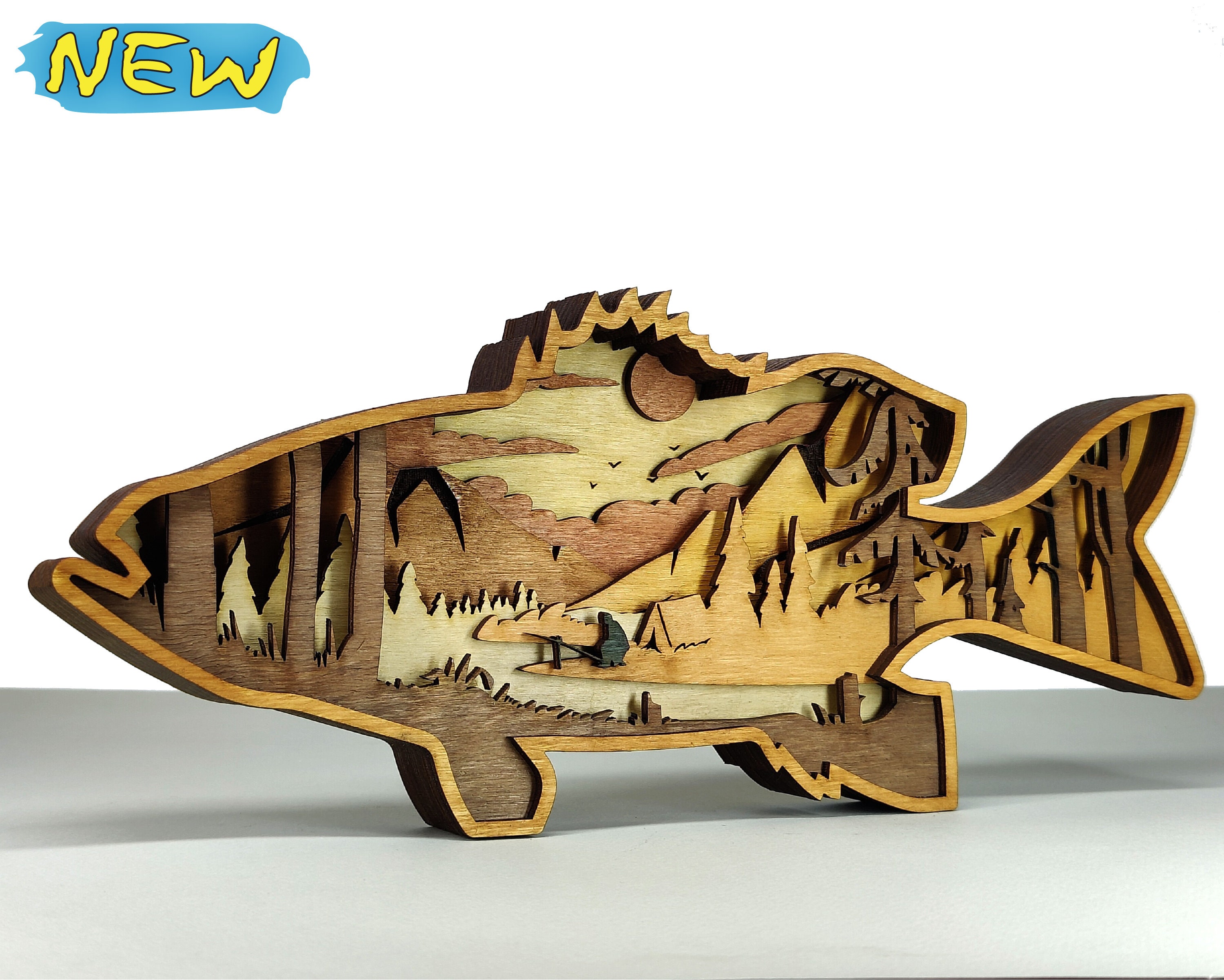 Fish SVG Bass Laser Cut Files 8 Layer Art Piece for - Etsy Canada