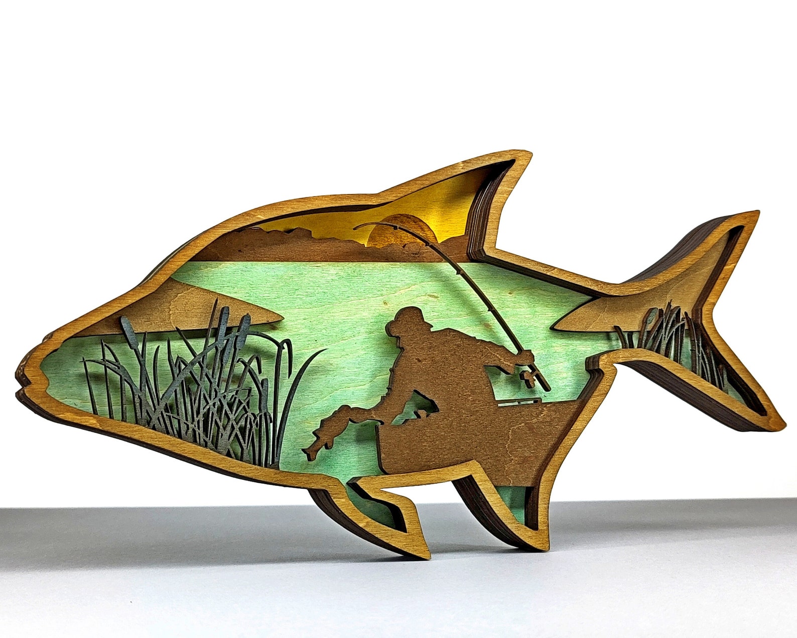 Fishing Svg Fish Layered Laser Cut Files 6 Layer Art - Etsy Canada
