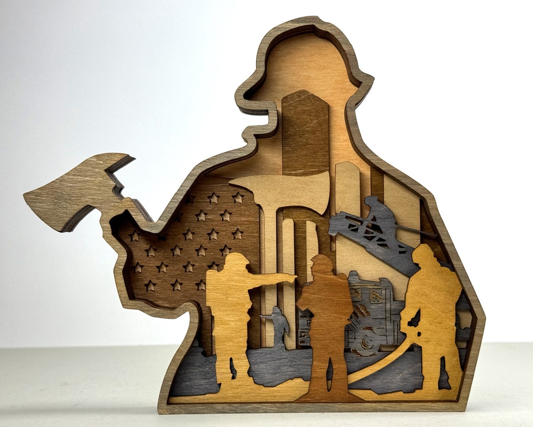 Fireman SVG, Laser Cut Fles - 7 Layer Art Piece for Glowforge - SVG ...