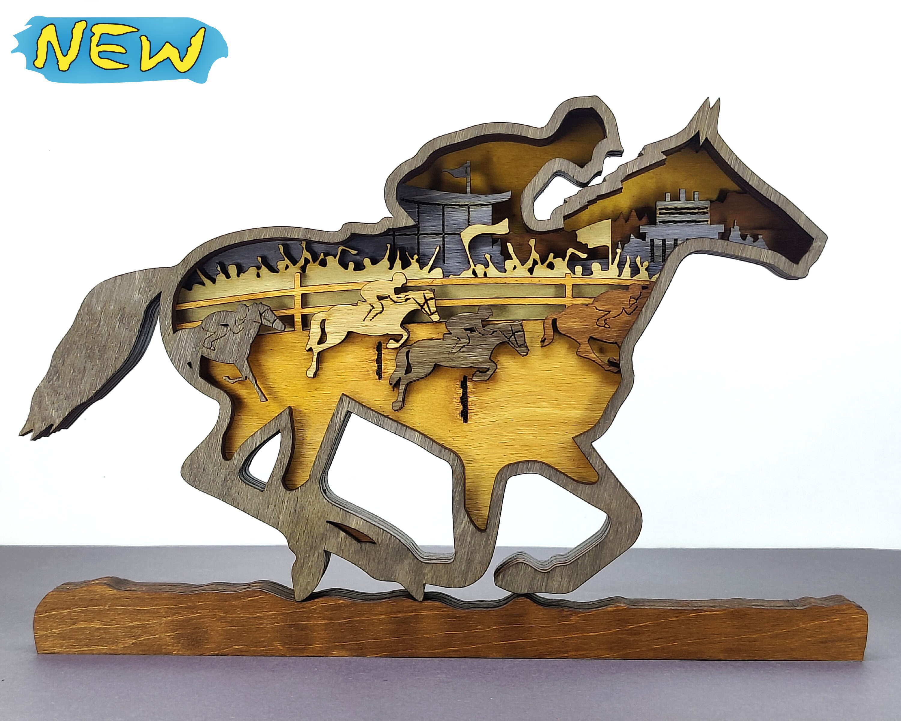 Horse Racing SVG Laser Cut Files 7 Layer Art Piece for - Etsy
