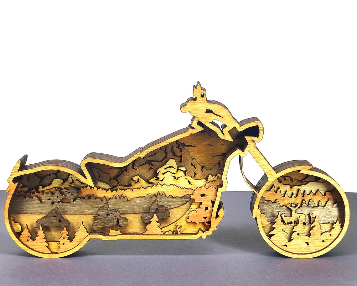 Layered Motorcycle Biker Scene Laser Cut Files 9 Layer Art - Etsy UK