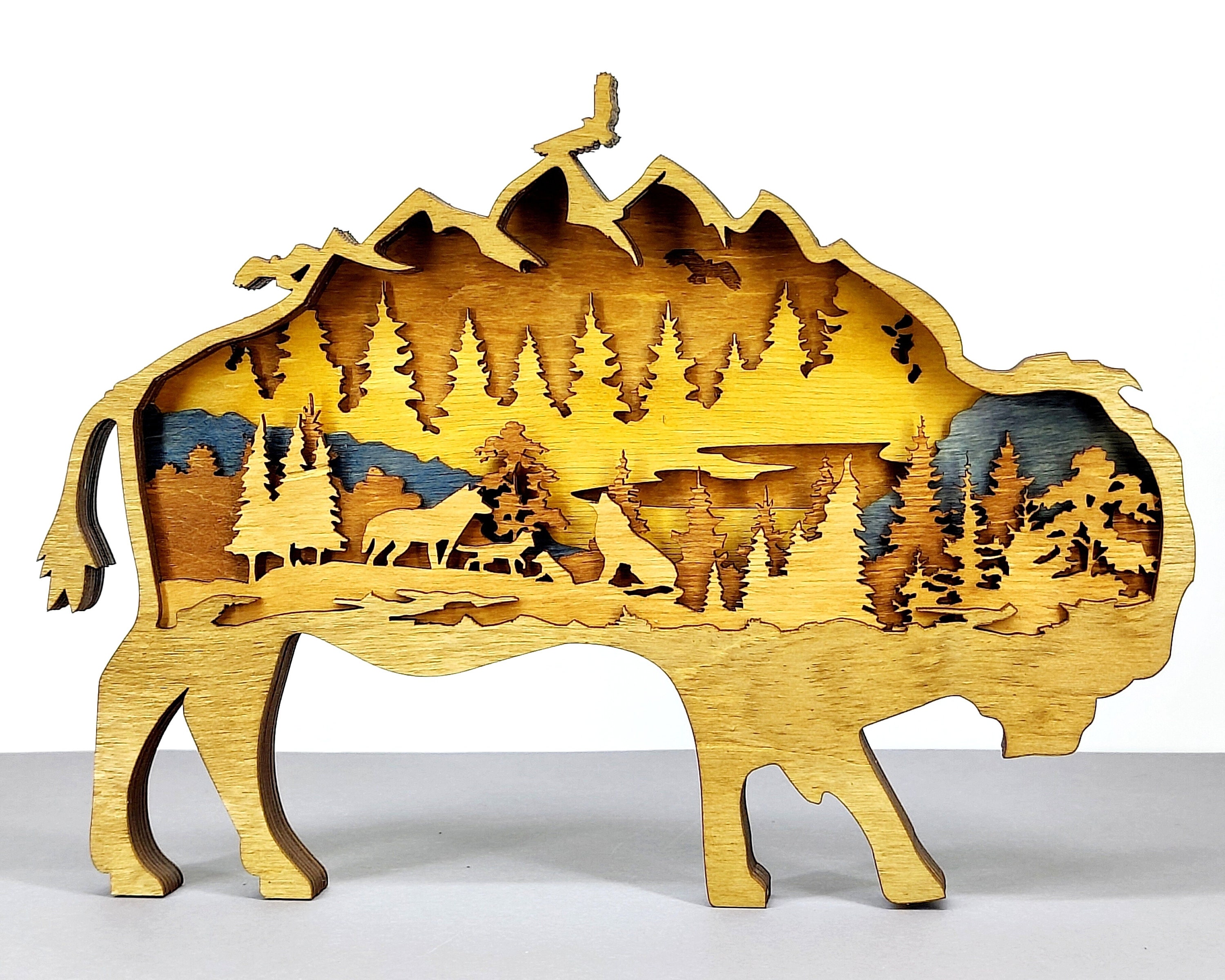 Bison SVG Laser Cut Fles 6 Layer Art Piece for Glowforge - Etsy UK