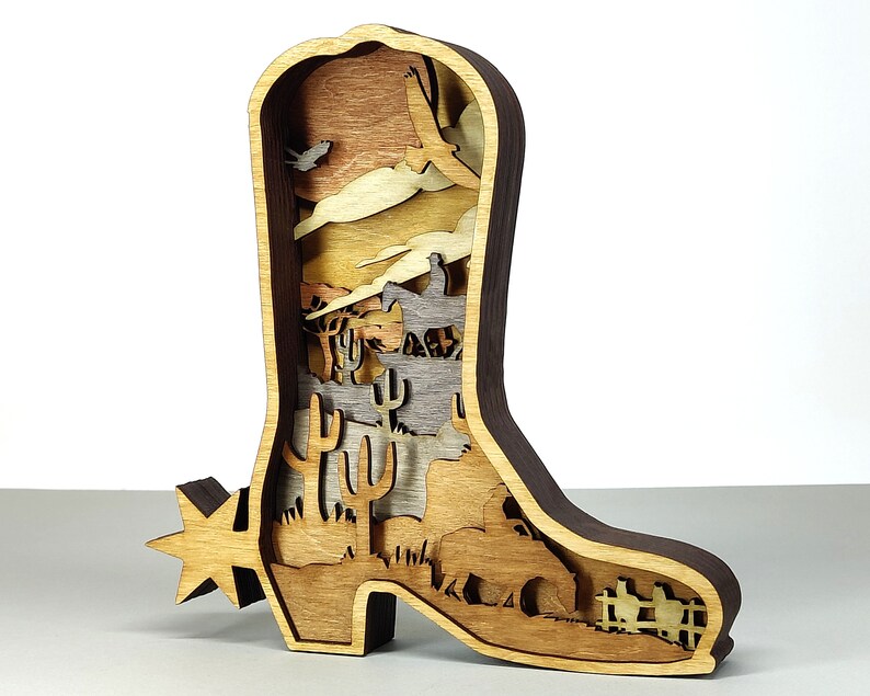 Cowboy Boots SVG Laser Cut Files 9 Layer Art Piece for - Etsy UK