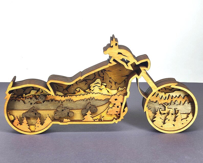 Layered Motorcycle Biker Scene Laser Cut Files 9 Layer Art - Etsy UK