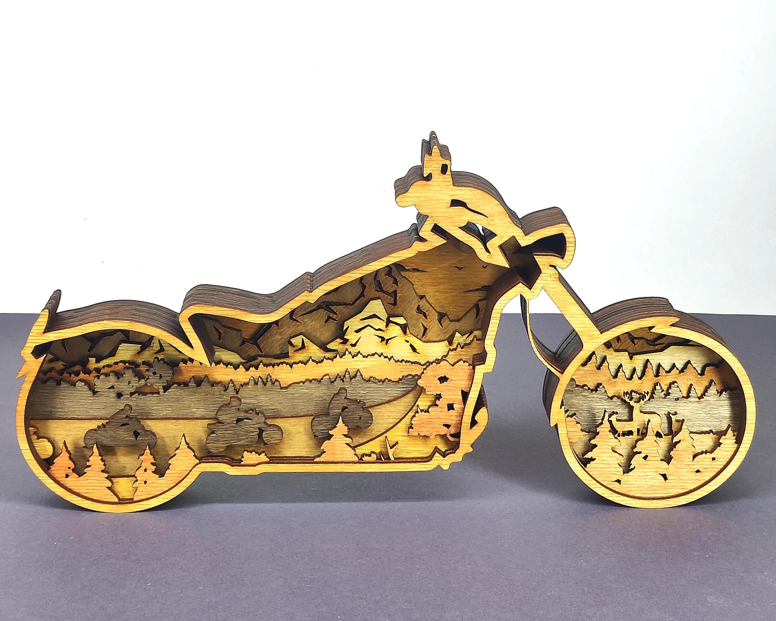 Layered Motorcycle Biker Scene Laser Cut Files 9 Layer Art - Etsy UK