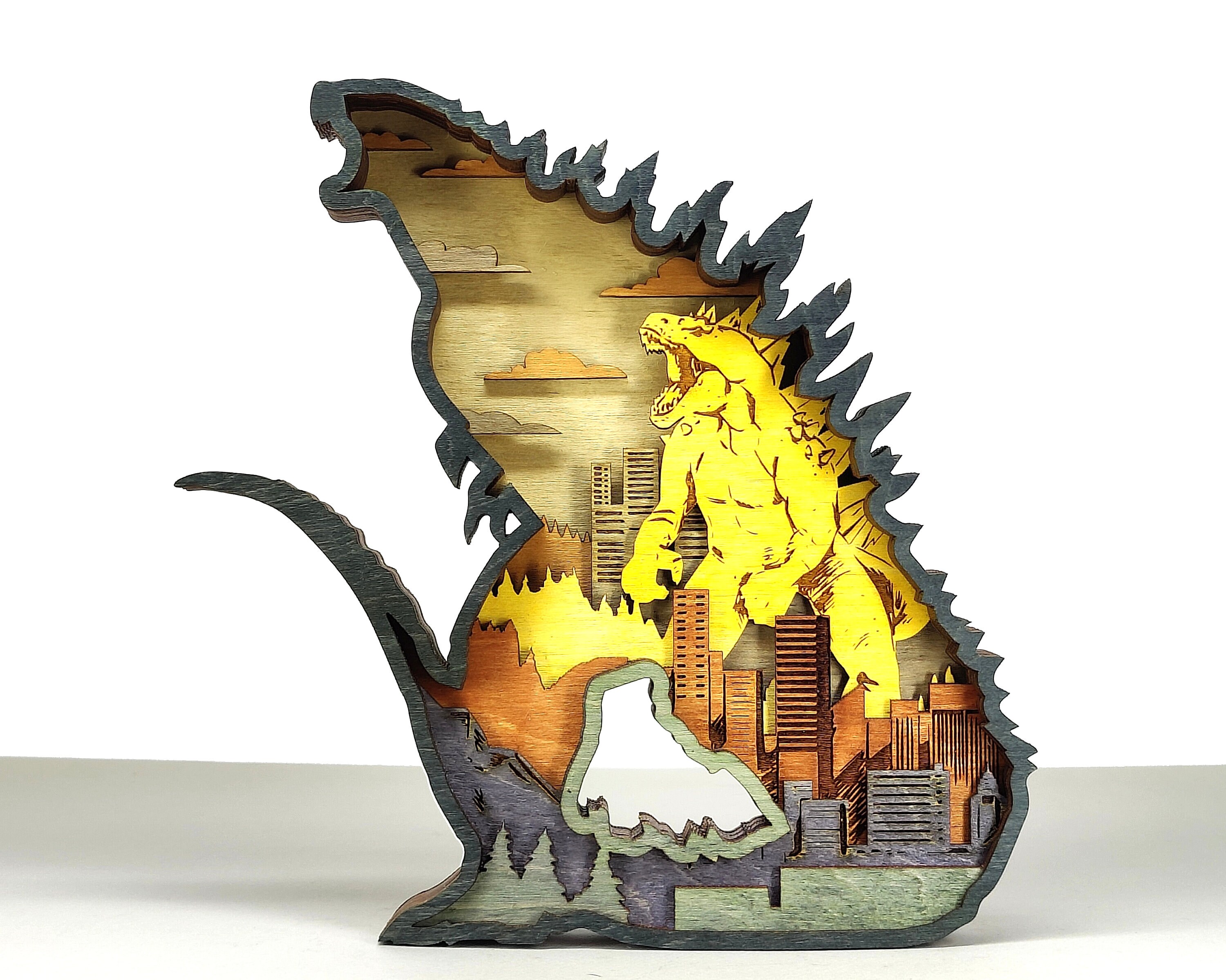 Bigfoot VS Godzilla Laser Cut Files Art Piece for Glowforge - Etsy