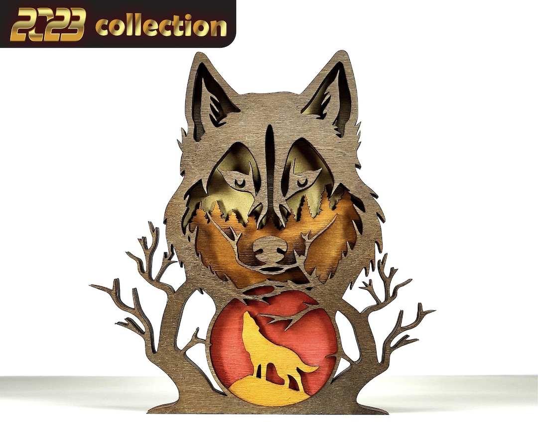 Wolf SVG Laser Cut Files 5 Layer Art Piece for Glowforge - Etsy UK