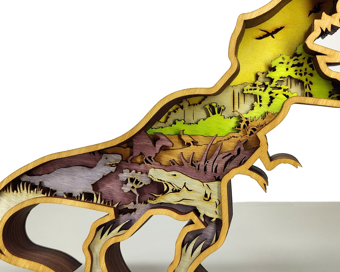T-rex Laser Cut File Multilayer 9 Layer Art Piece for - Etsy
