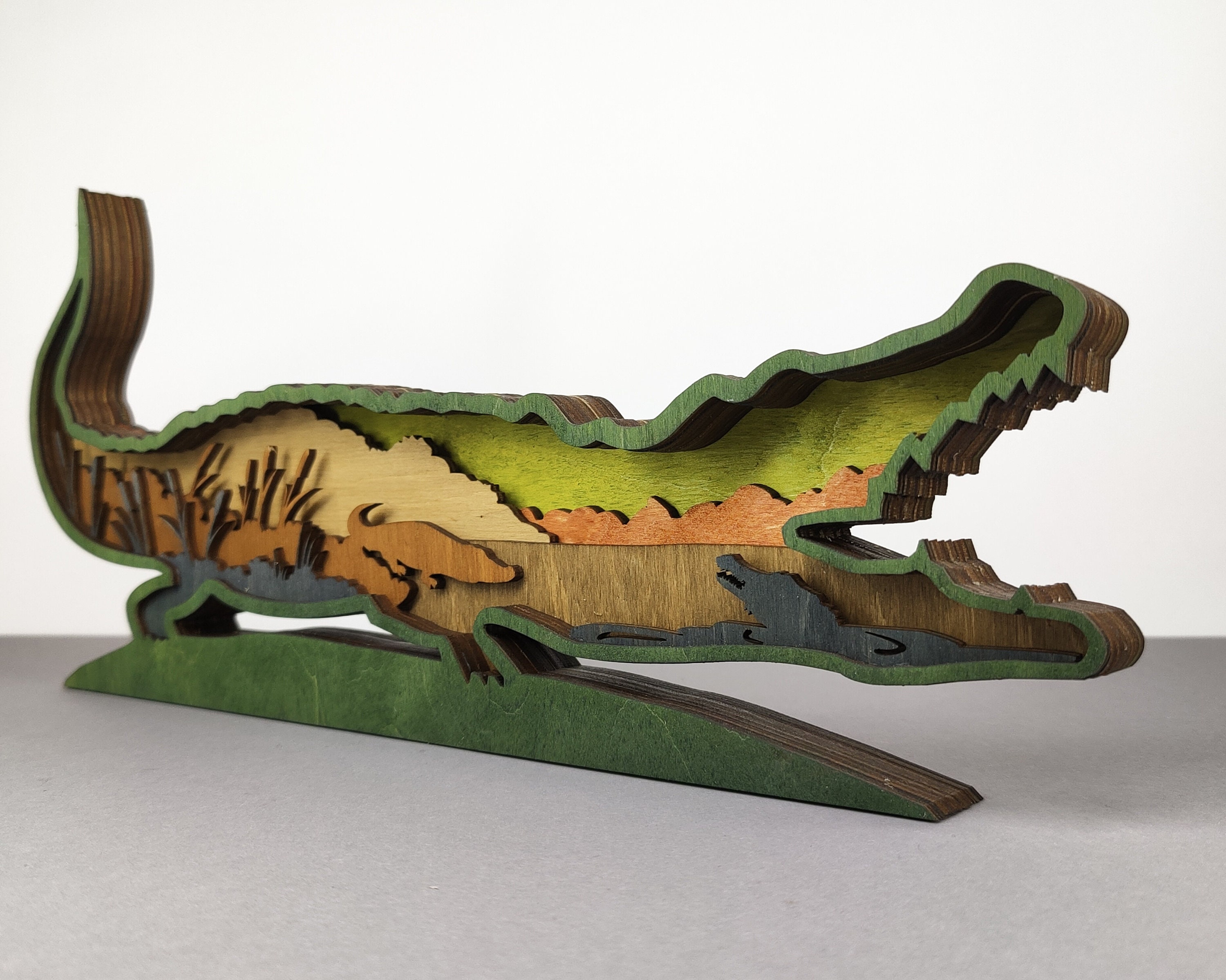 Alligator Crocodile Laser Cut Files SVG PDF 7 Layer Art | Etsy UK