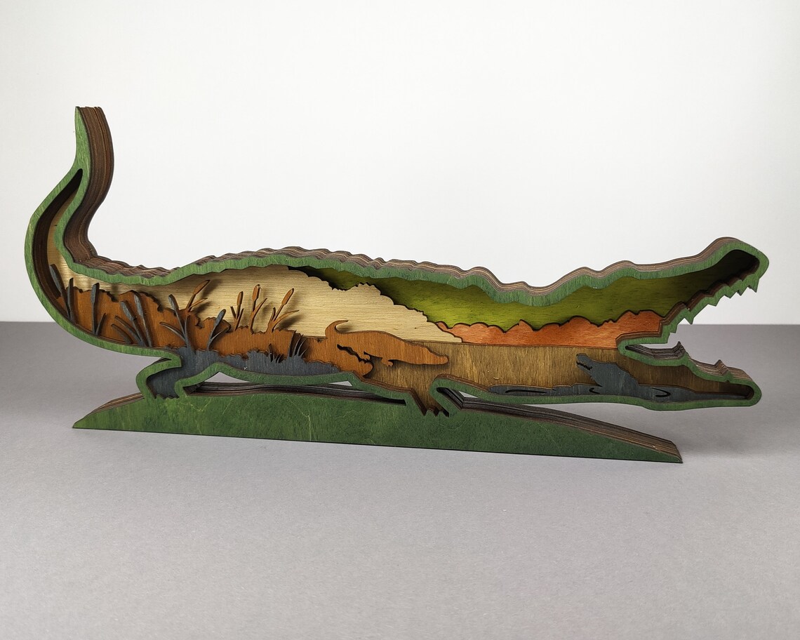 Alligator Crocodile Laser Cut Files SVG PDF 7 Layer Art - Etsy UK