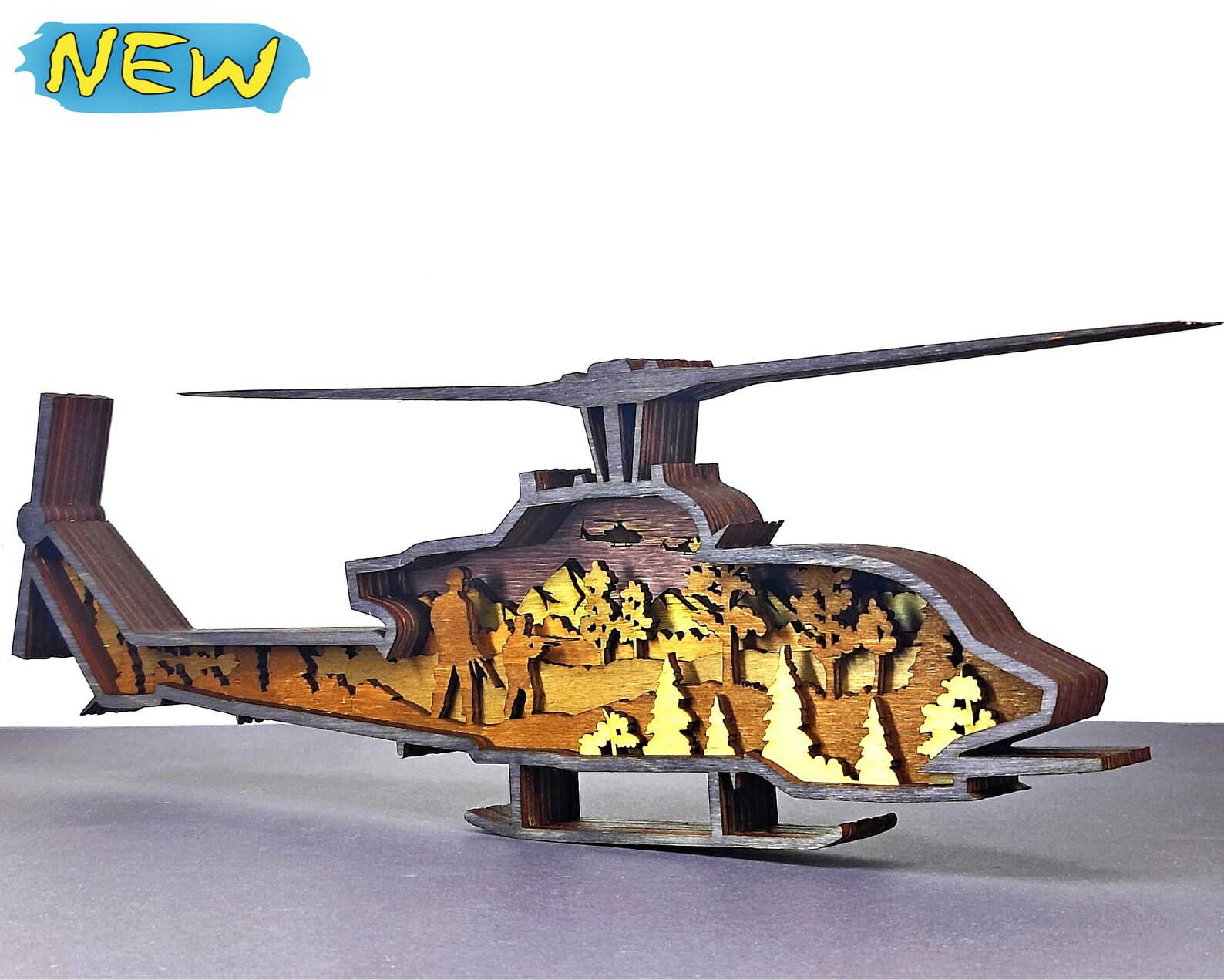 Helicopter SVG Laser Cut Files 7 Layer Art Piece for - Etsy UK