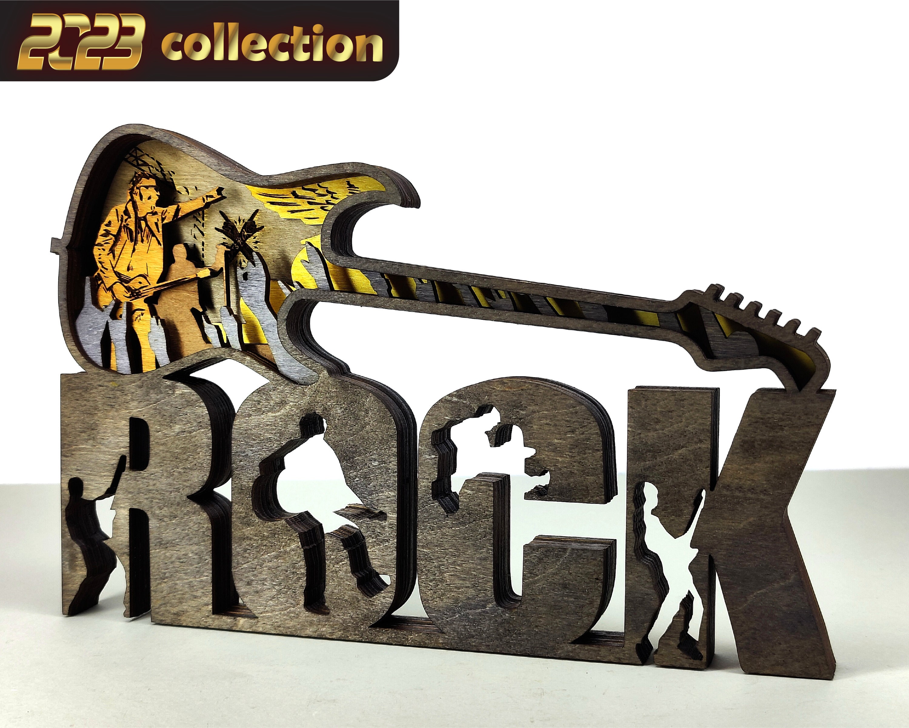 Rock 3D Guitar Cut Svg Home Decor Multilayer Model Laser - Etsy UK