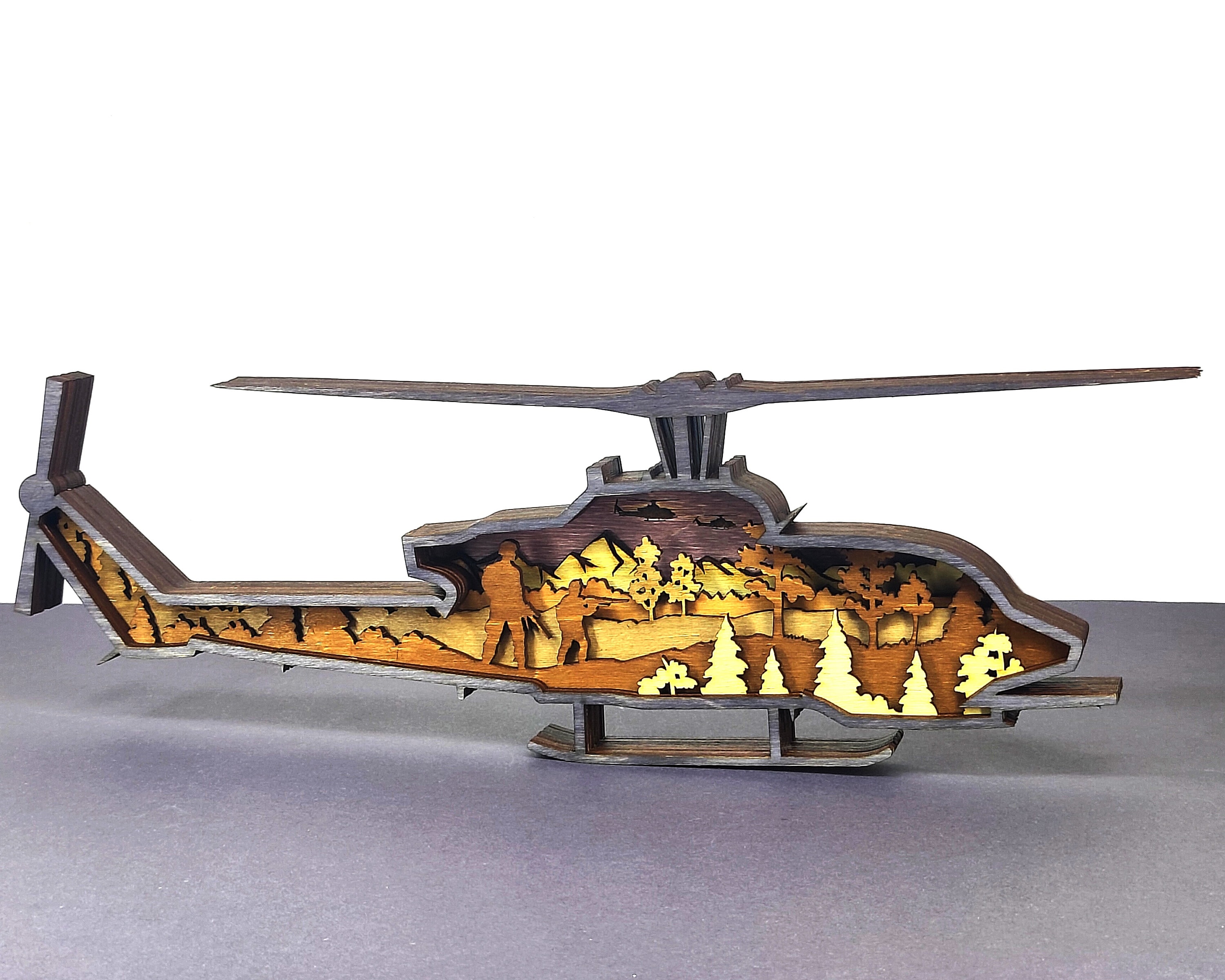 Helicopter SVG Laser Cut Files 7 Layer Art Piece for - Etsy UK