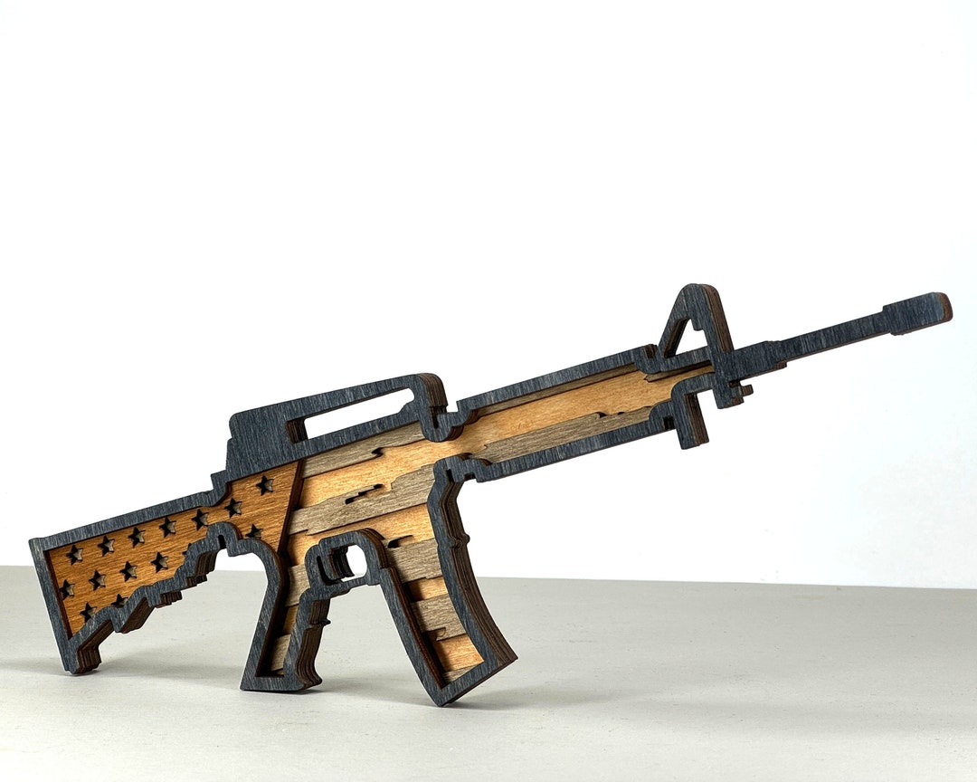 M4 M16 Rifle, American Flag, Layered SVG, Laser Cut File, Glowforge ...