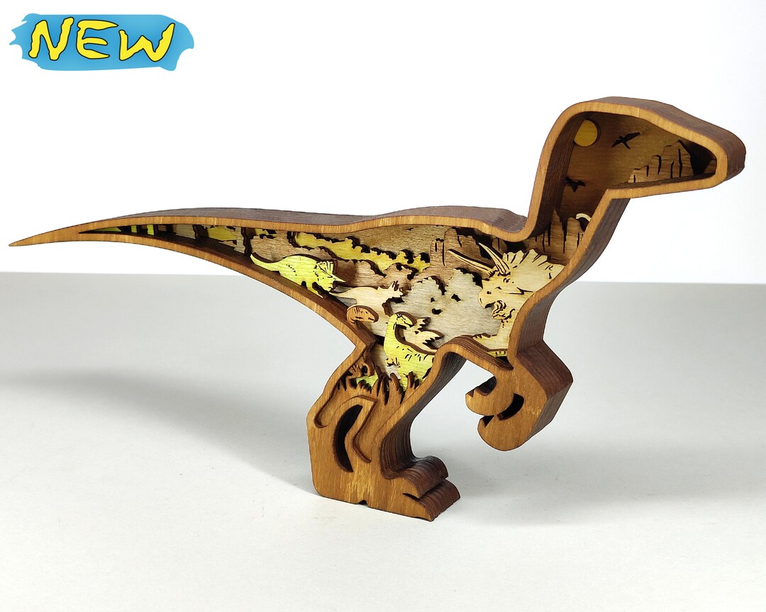 Dino SVG, Multilayer, Dinosaurs Cut File, 3D Layer, Plywood Cutting, 3D ...