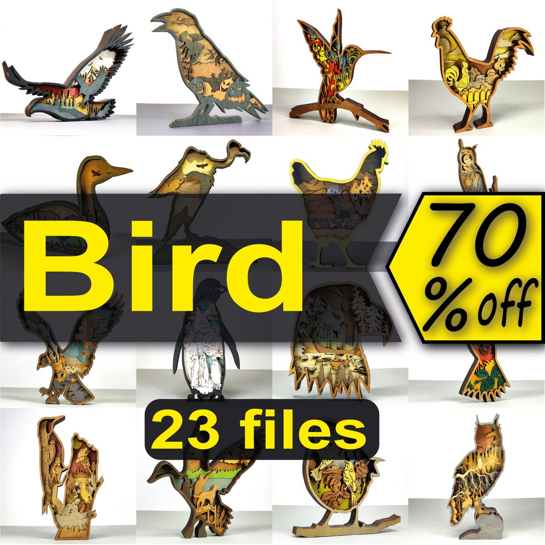 Digital File "bird" - Laser Cut Files - Layer Art Piece for Glowforge ...