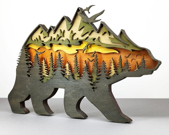 Multi-layer Bear Laser Cut Fles 5 Layer Art Piece for - Etsy
